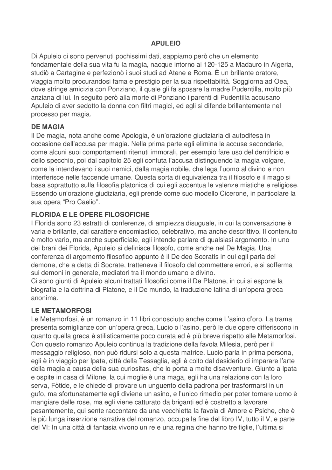 Apuleio - Marziale - Quintiliano e opere - Docsity