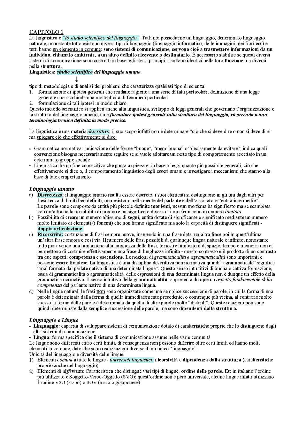 Le Lingue E Il Linguaggio Riassunto Capitoli 1 8 Docsity