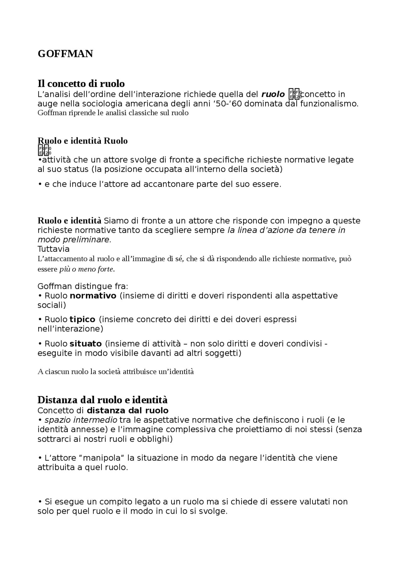 Riassunti Dispense Di Sociologia Su Goffmann Docsity