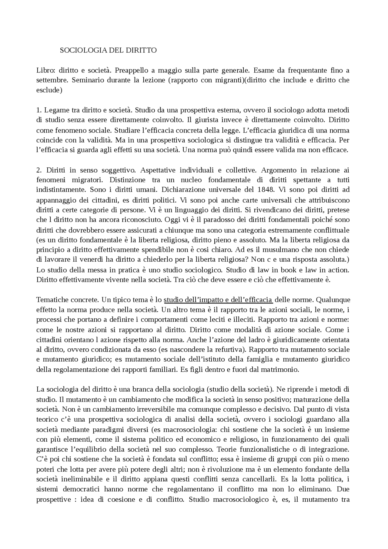 Appunti Sociologia Del Diritto Unimi Docsity