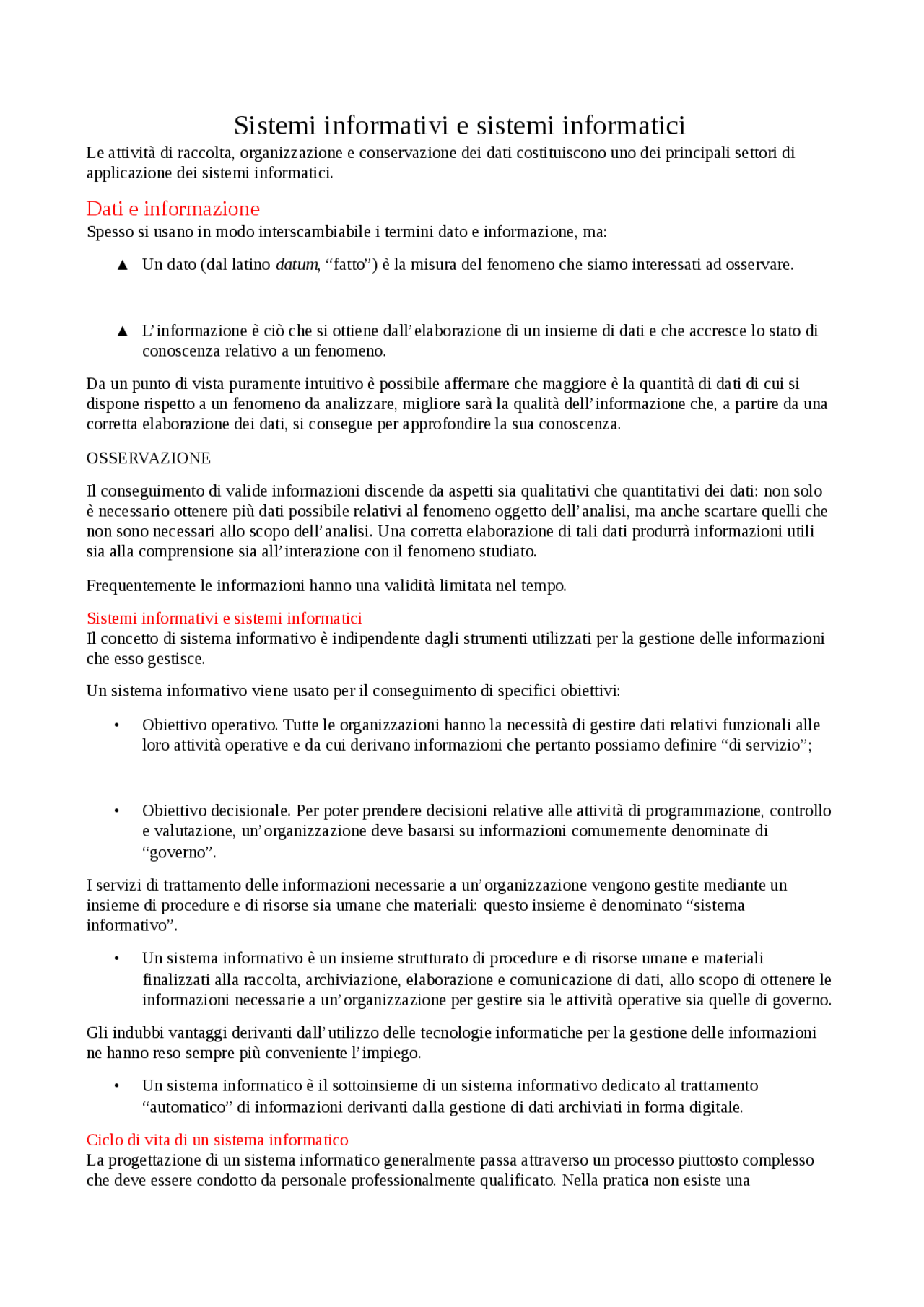 Sistemi Informativi E Sistemi Informatici Docsity