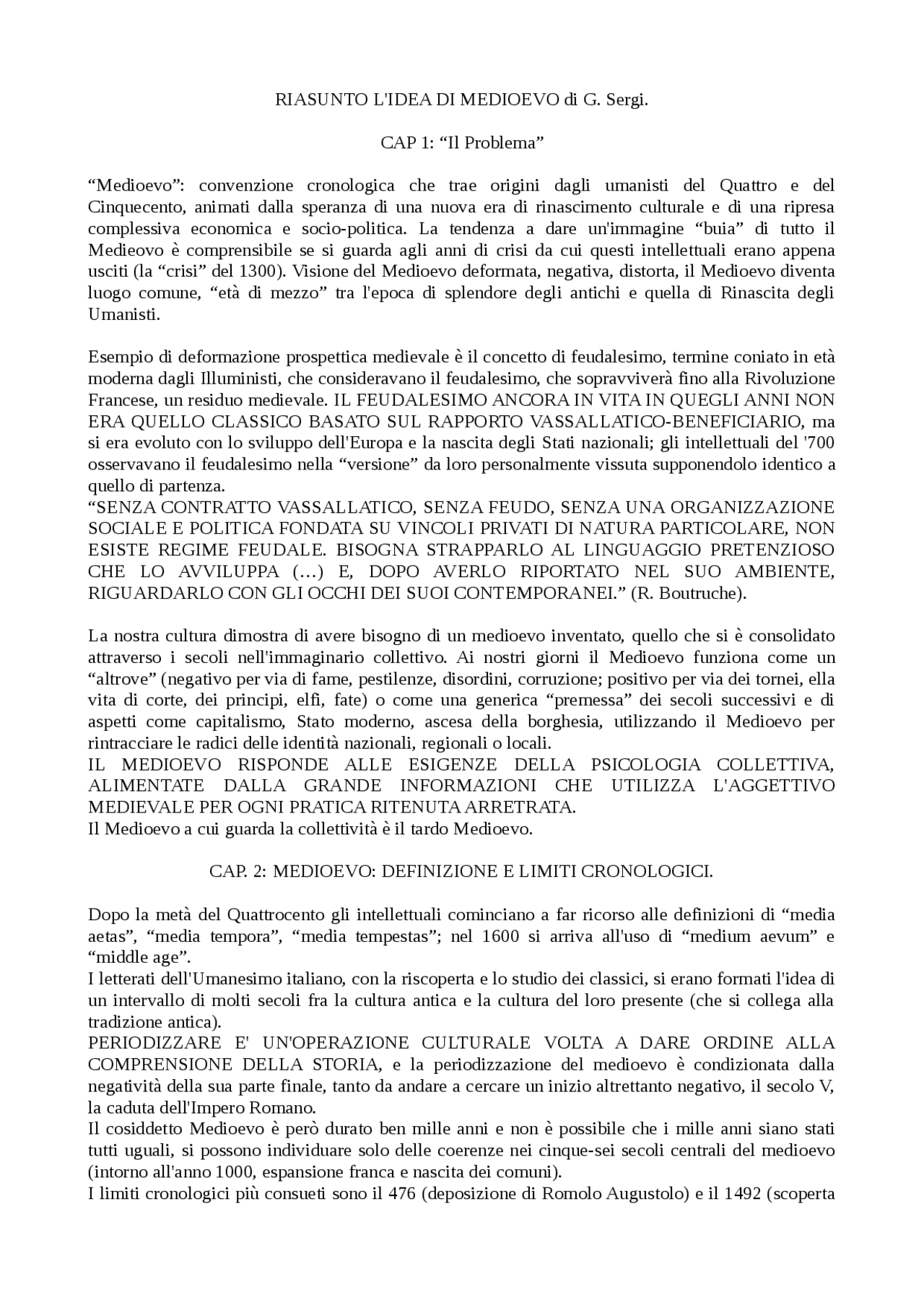 Lidea Di Medioevo G Sergi Riassunto Docsity