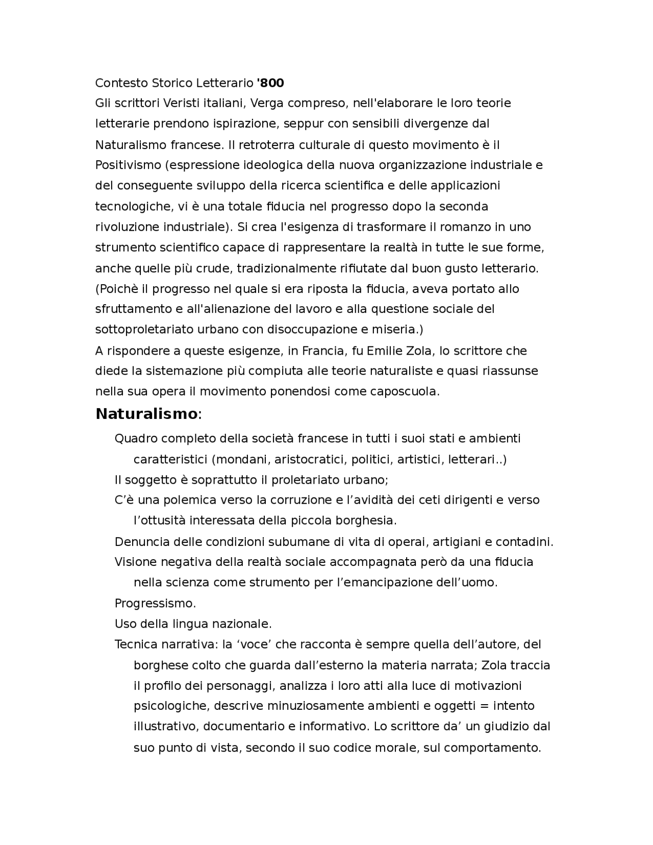 Spiegazione Differenze Analogie Tra Verismo E Naturalismo Docsity