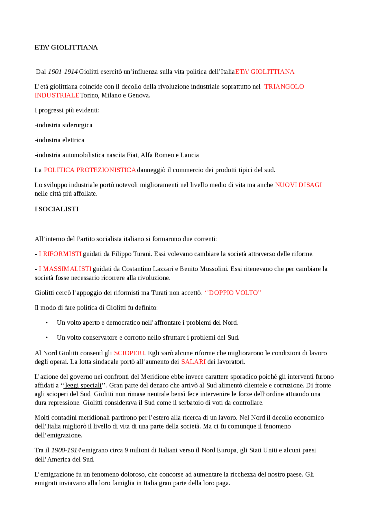 Programma Storia I Parte Docsity