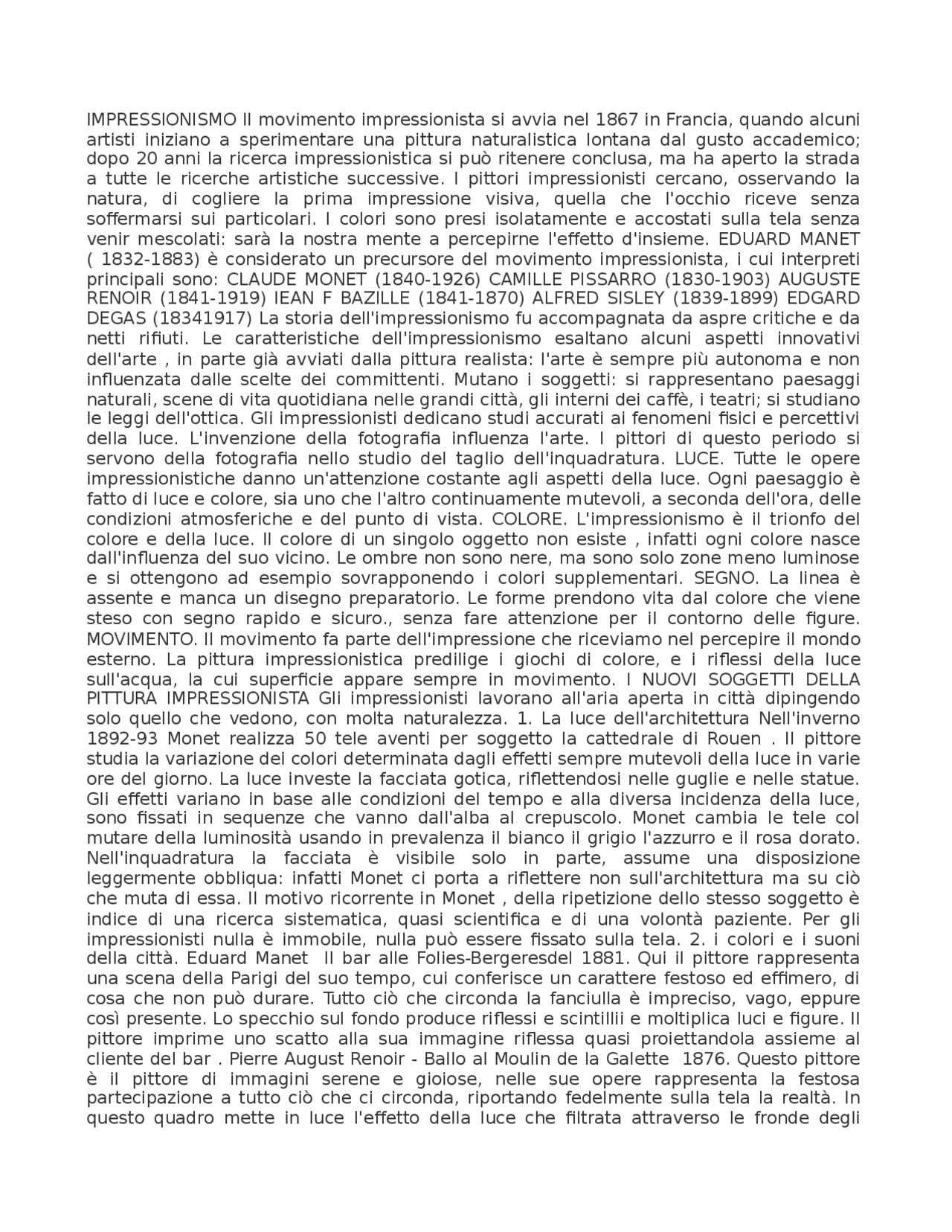 Impressionismo Docsity