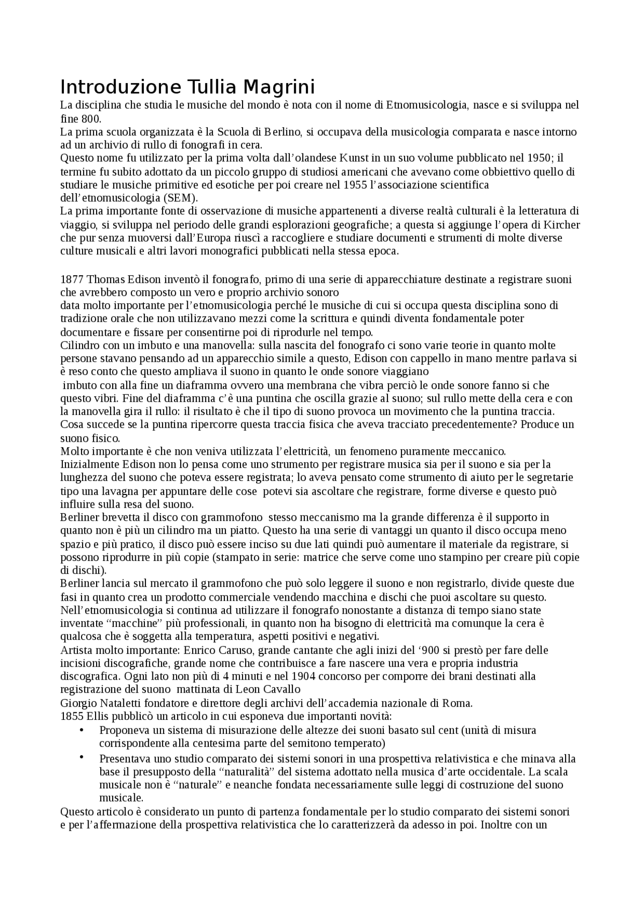 Saggi Etnomusicologia Docsity