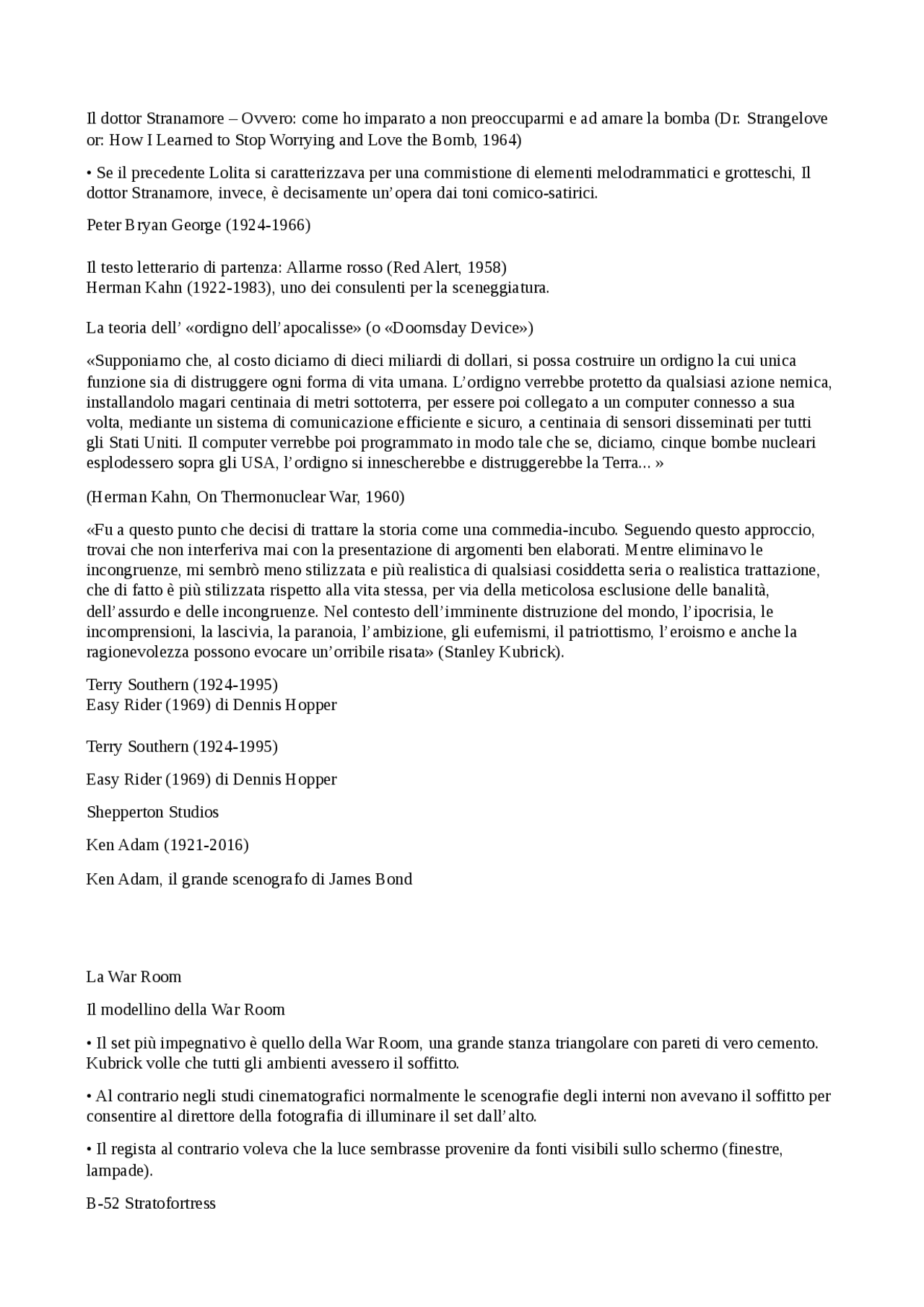 Storia Del Cinema Kubrick Docsity