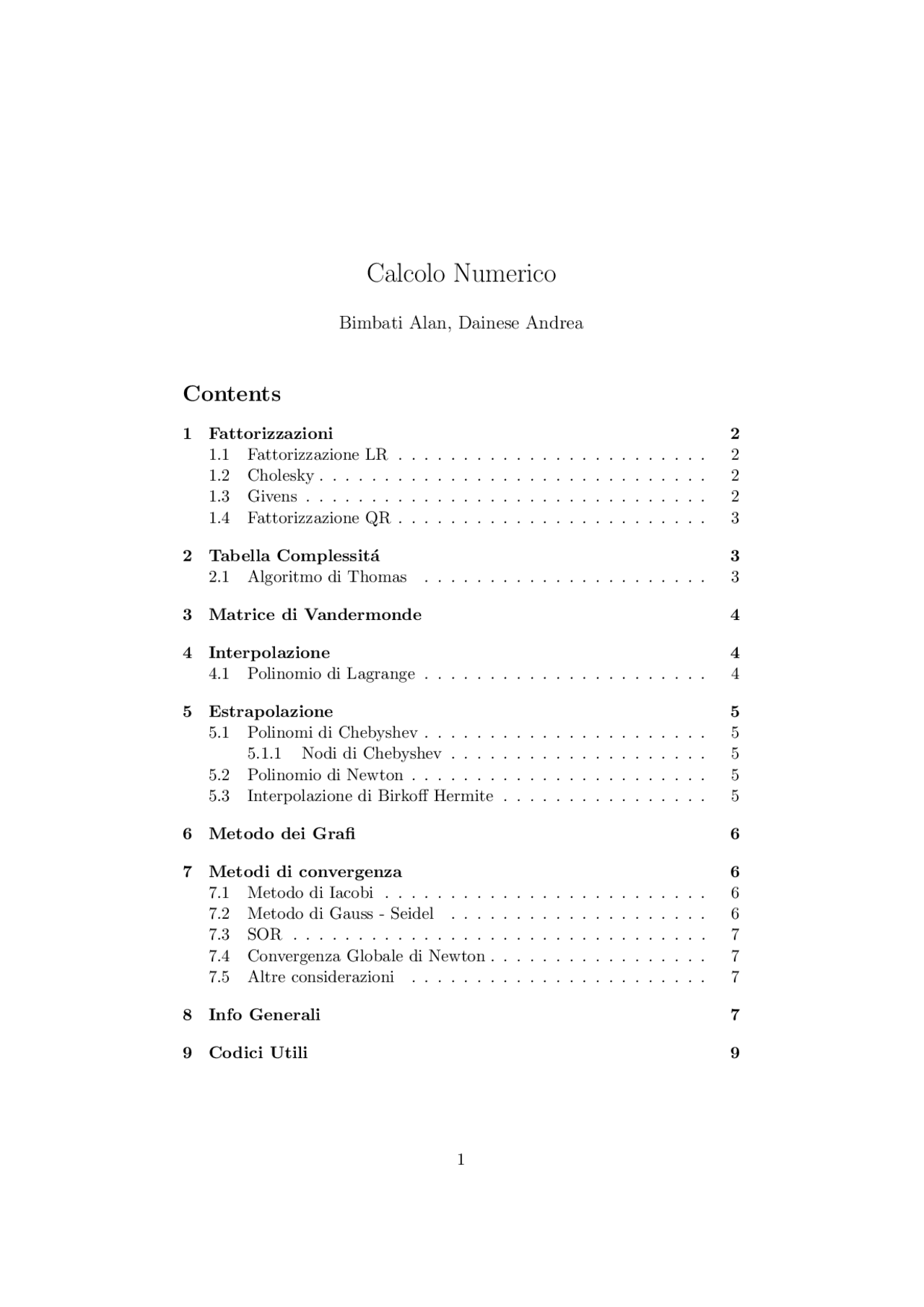 Appunti Di Calcolo Numerico Docsity