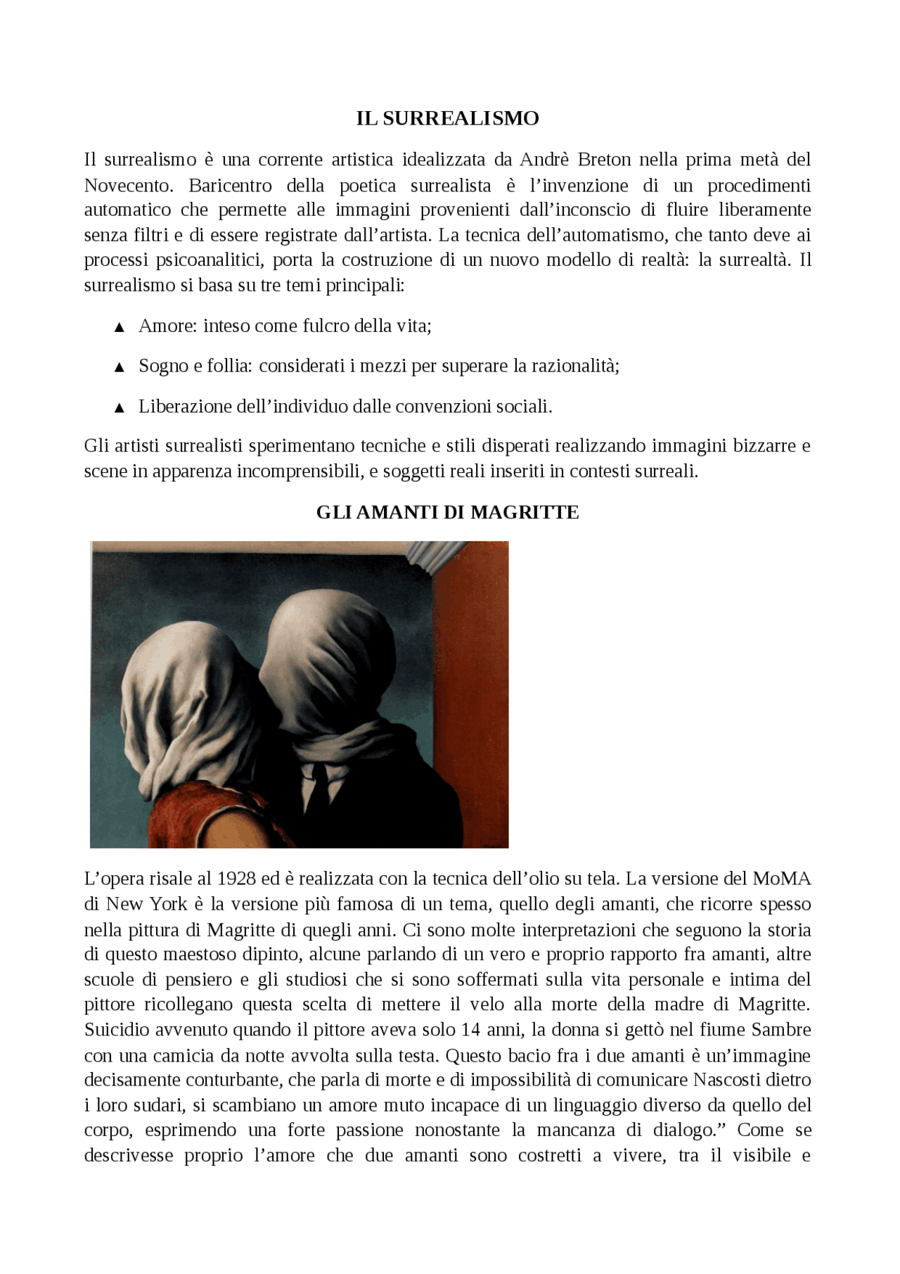 Il Surrealismo Magritte E Dalì Prove Desame Di Elementi Di Storia
