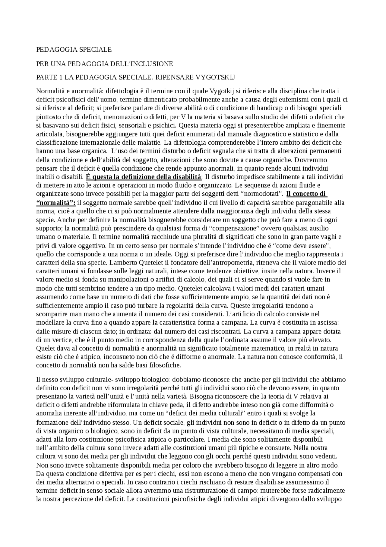 Per Una Pedagogia Dellinclusione Docsity