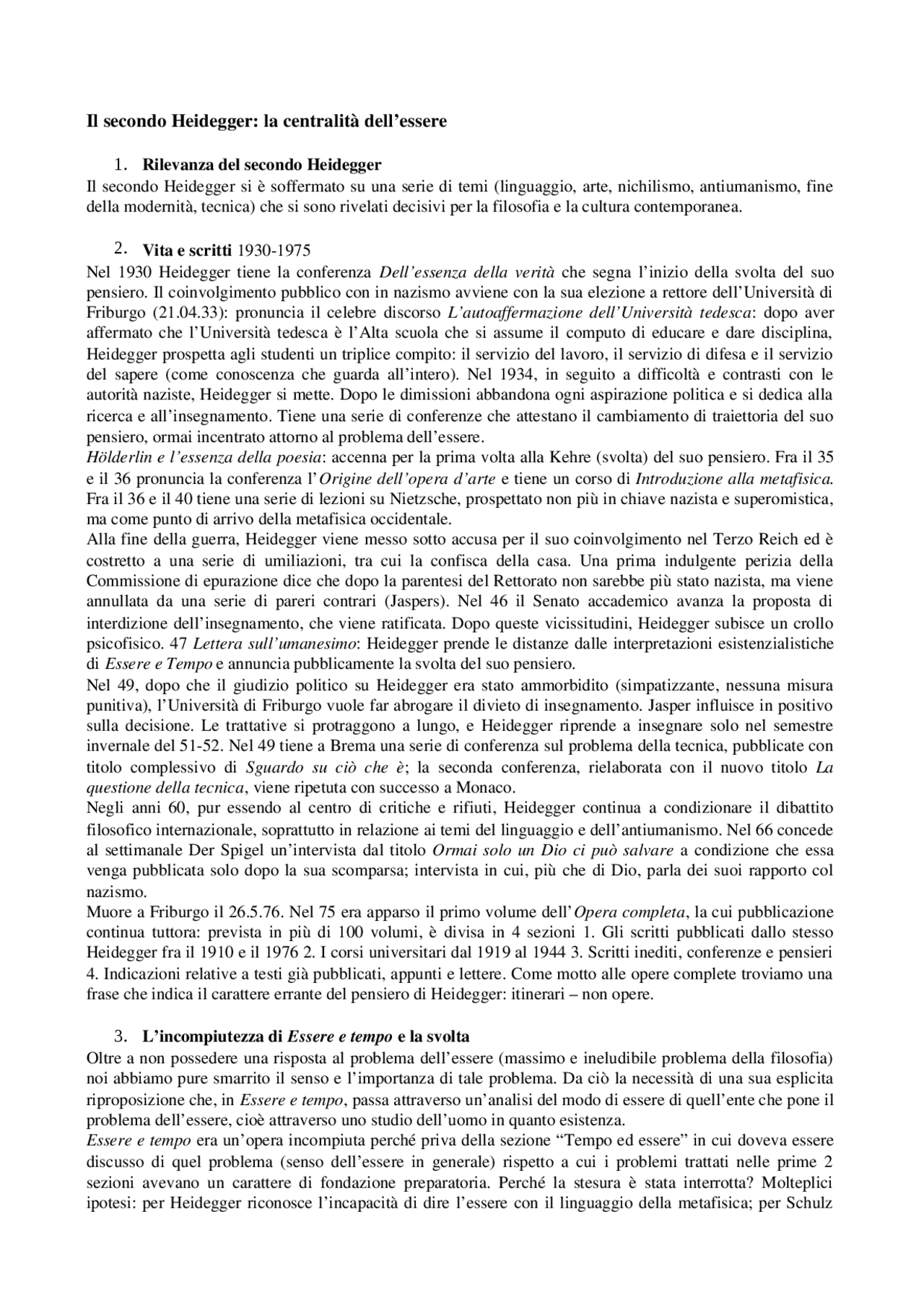 Riassunto Hedeigger Fornero Tassinari Docsity