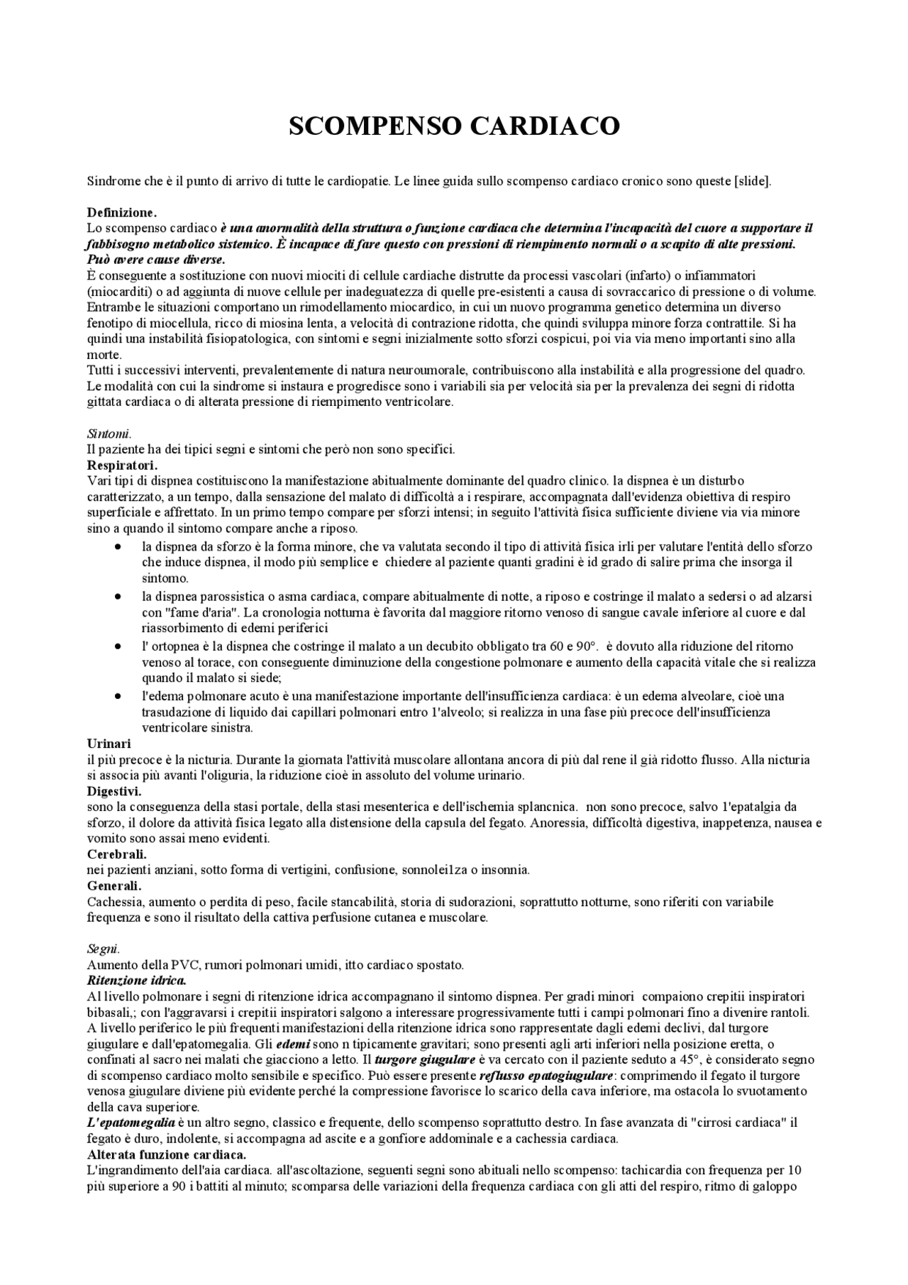 Scompenso Cardiaco Docsity