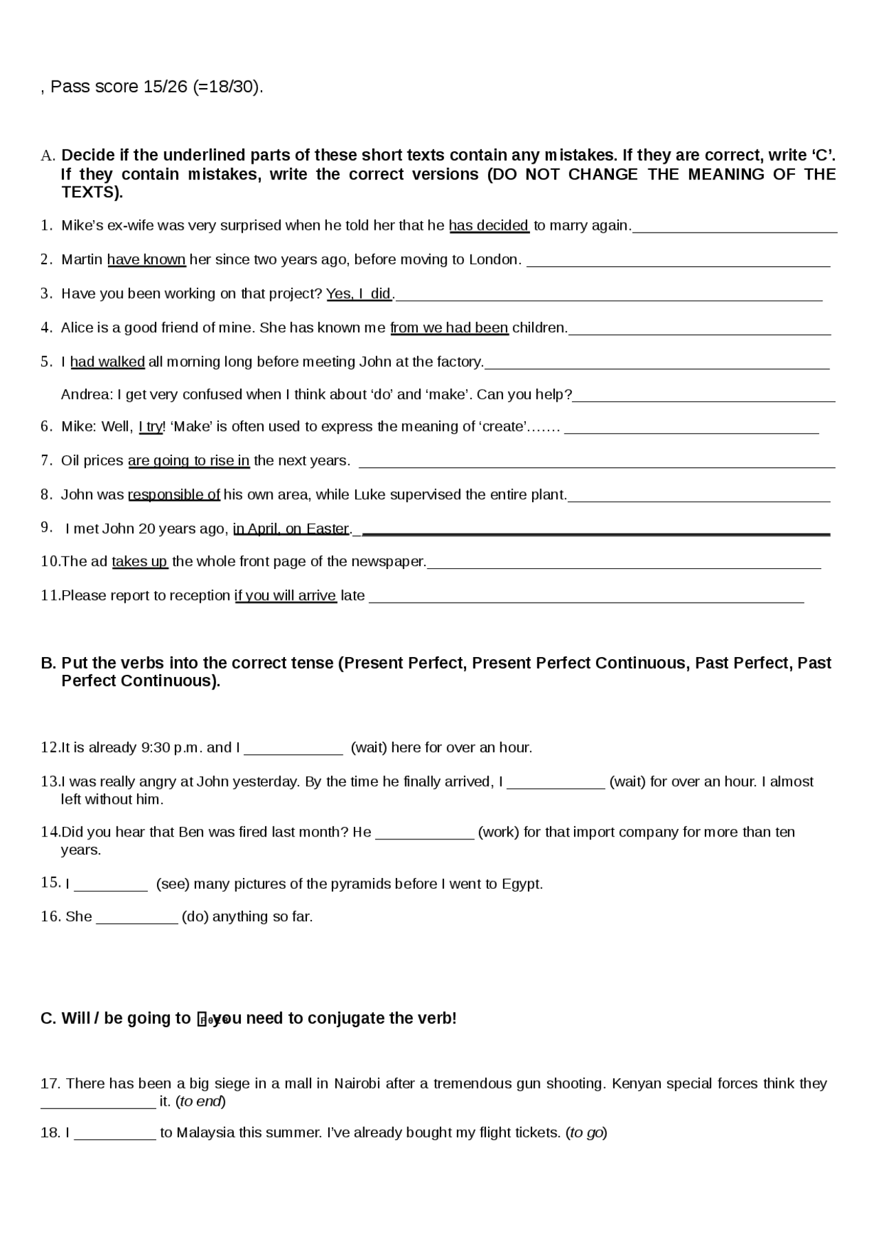 Test In Lingua Inglese Docsity