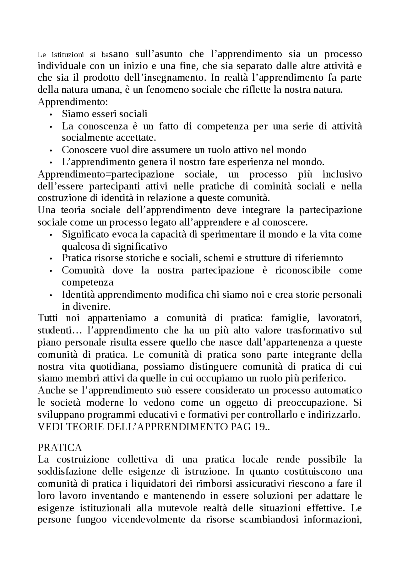 Comunità Di Pratica Riassunto Docsity