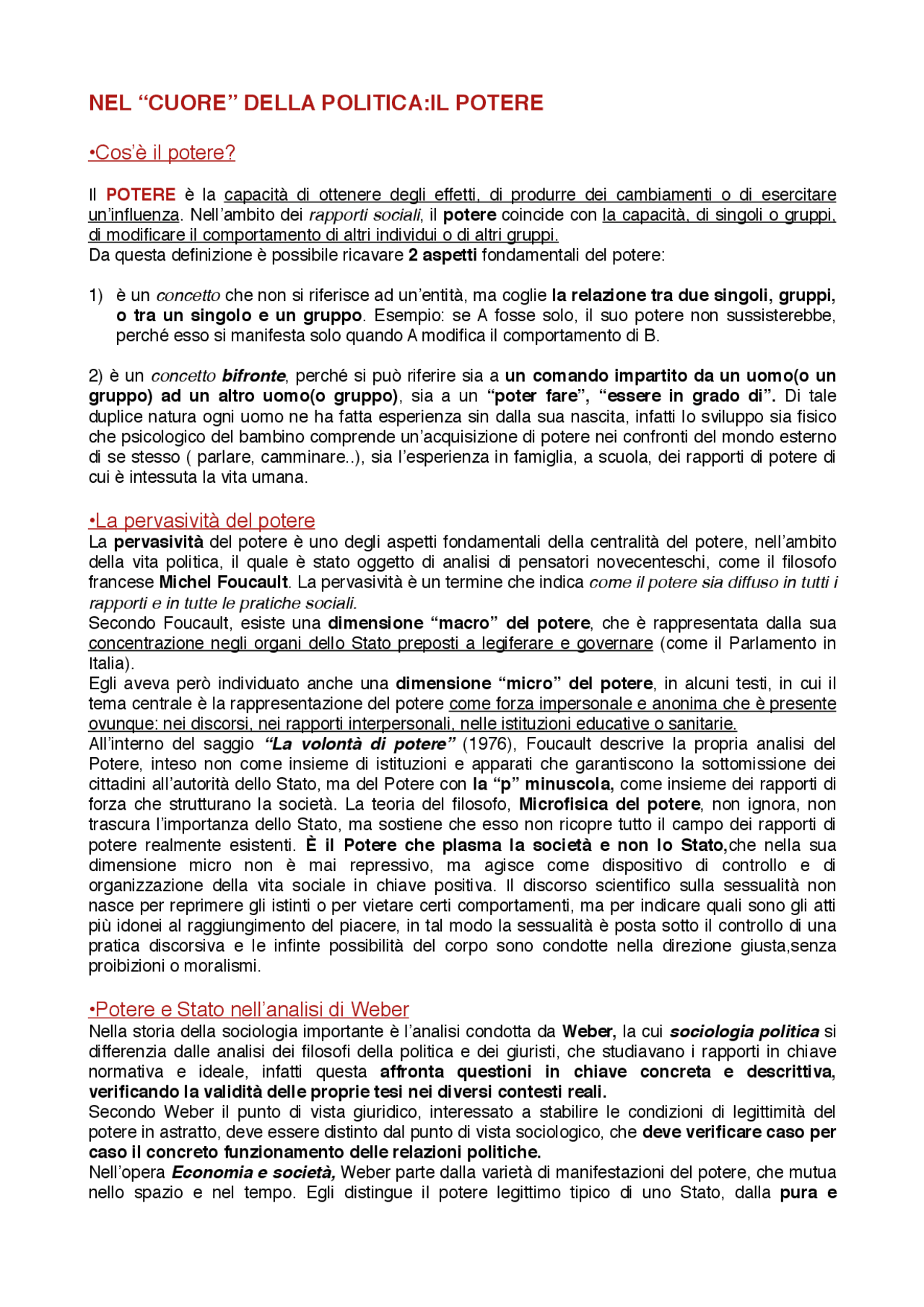 Il potere e le forme di potere - Docsity