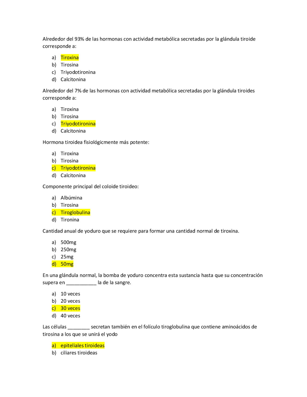 Examen del capitulo 77 de guyton | Exámenes de Endocrinología | Docsity