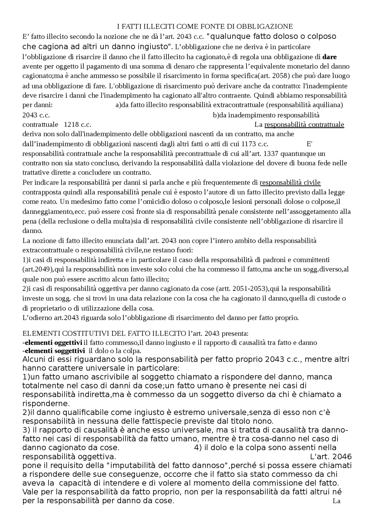I Fatti Illeciti Galgano Docsity