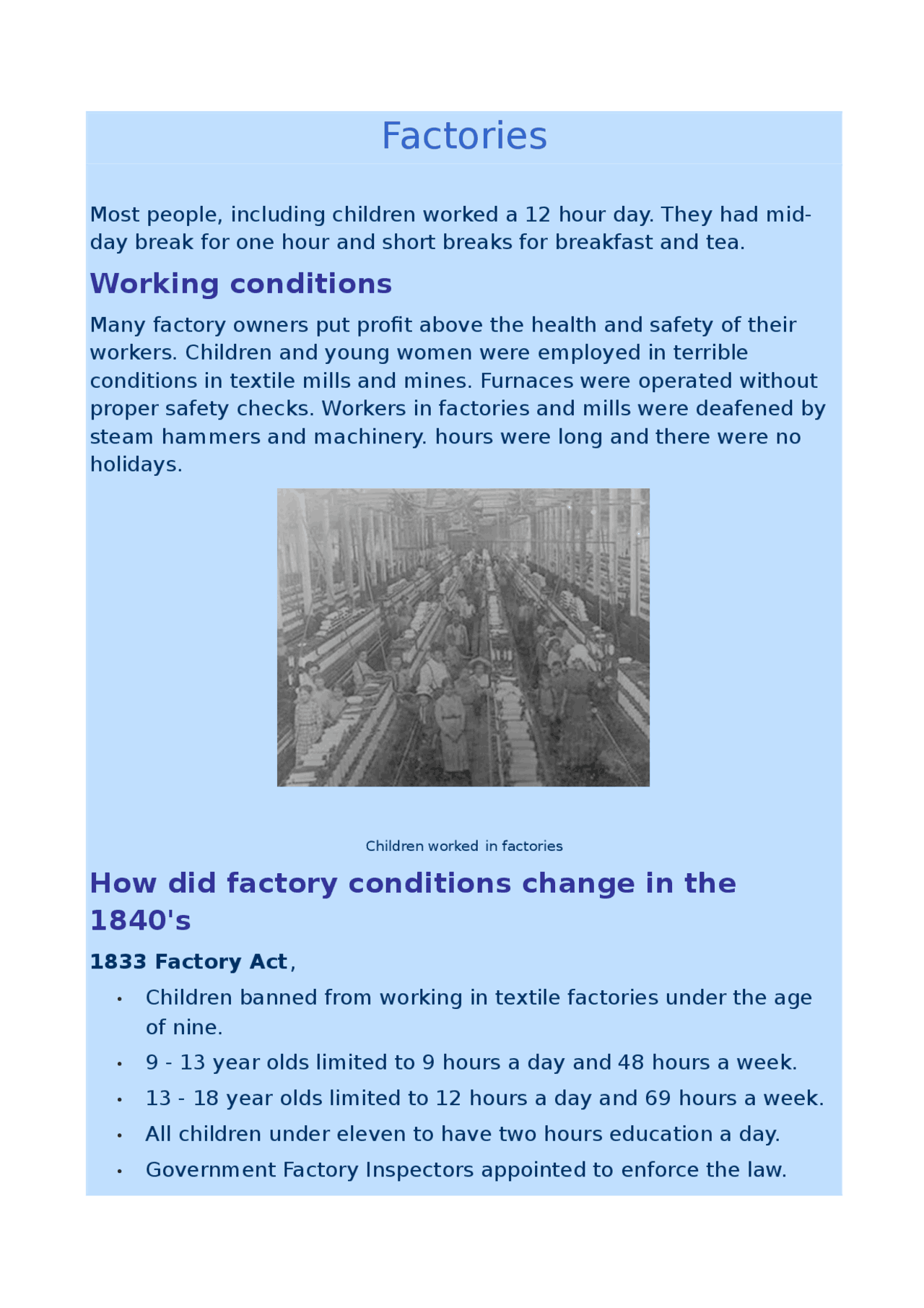 Factories and working conditions.docx - Docsity