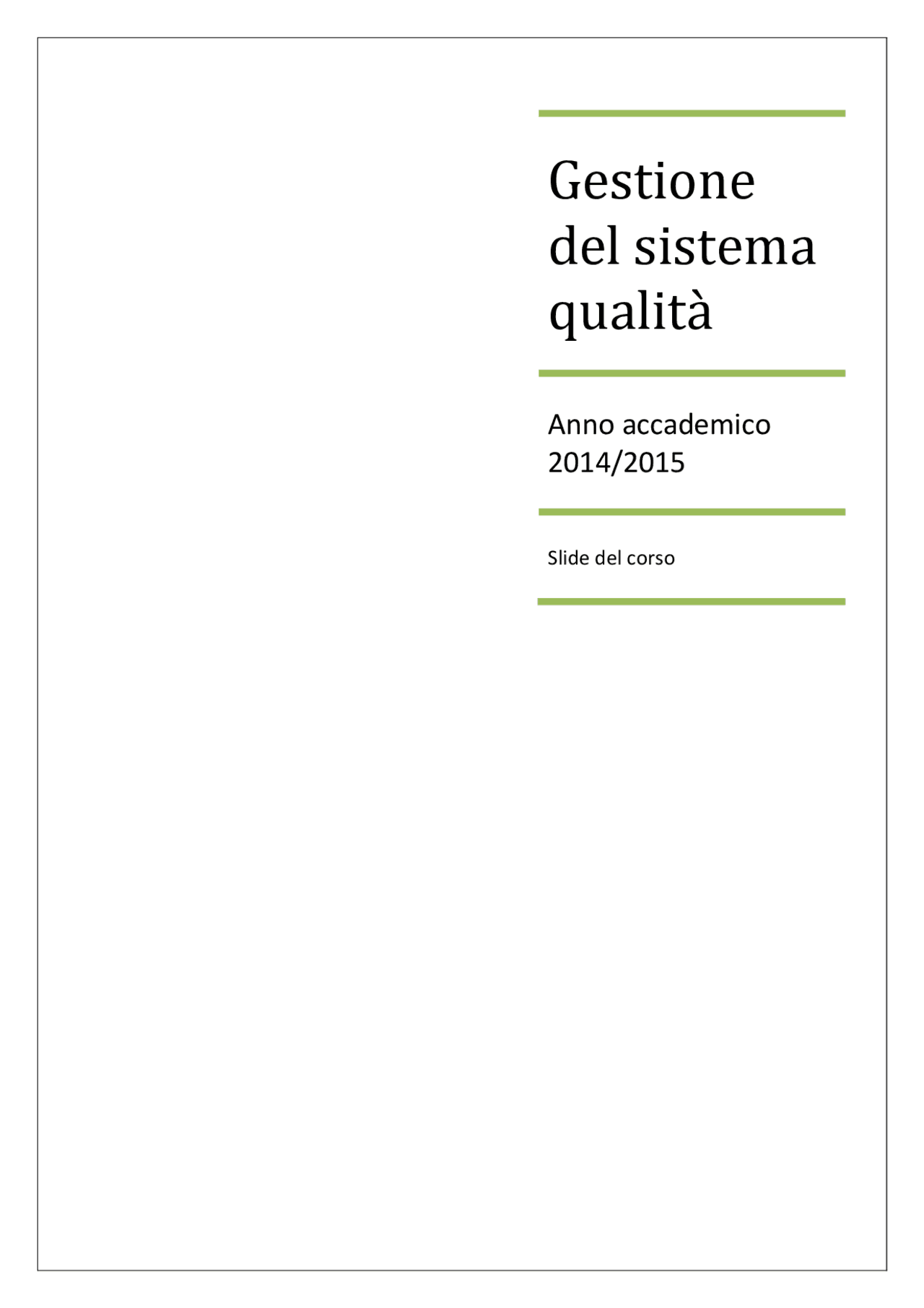 Management Della Qualità Docsity