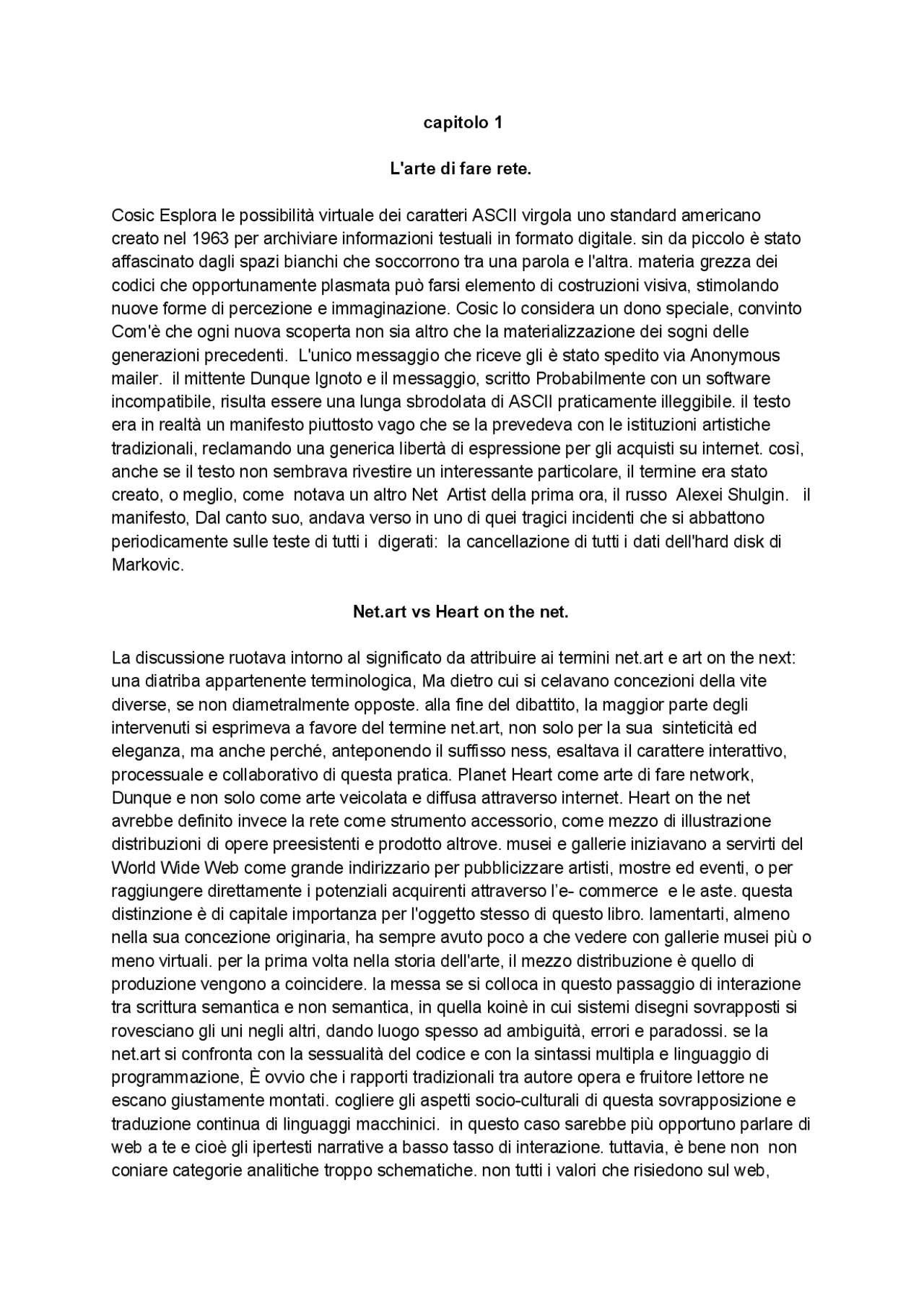 Net Art, l'arte della connessione - Riassunto - Docsity