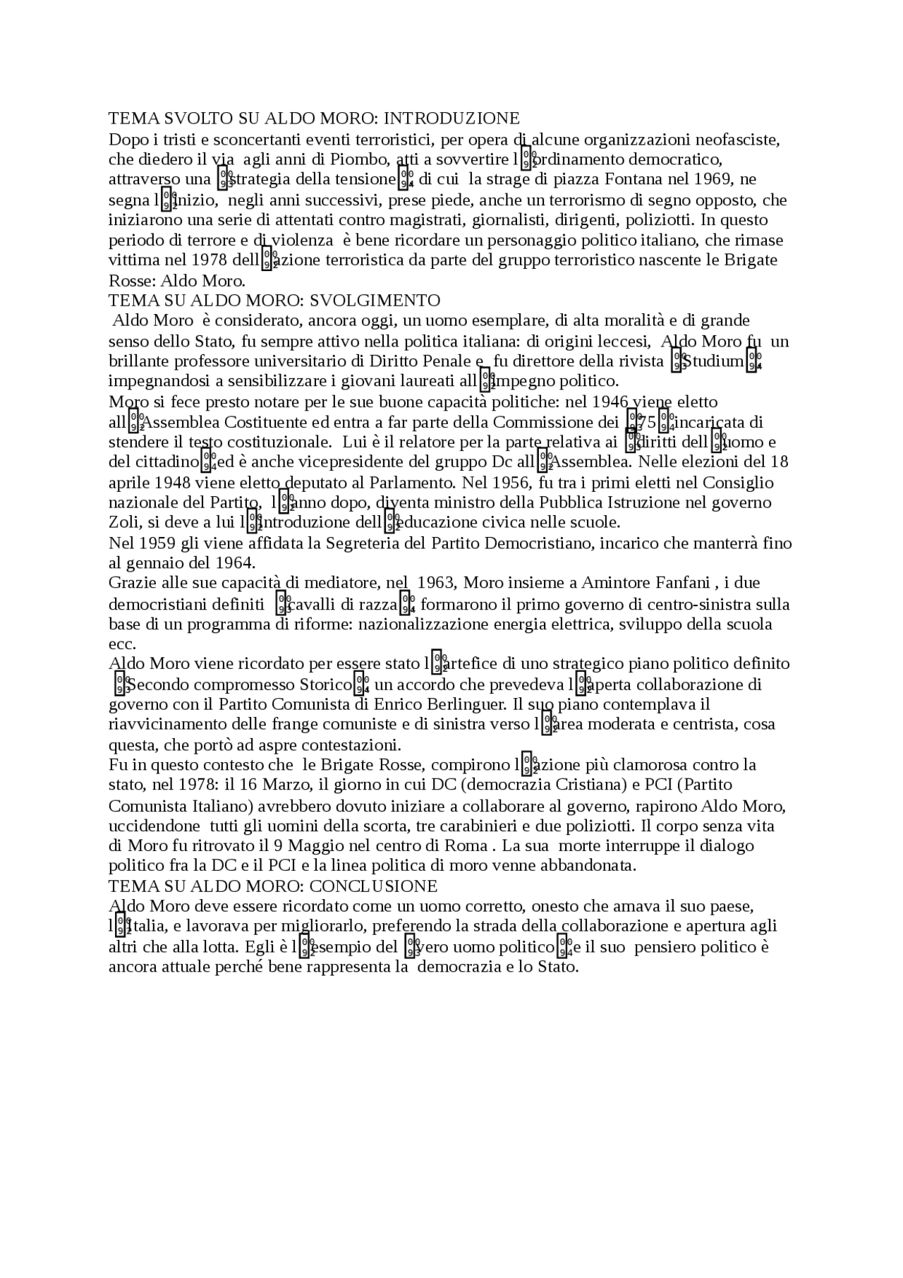 Tema Storico su Aldo Moro - Docsity