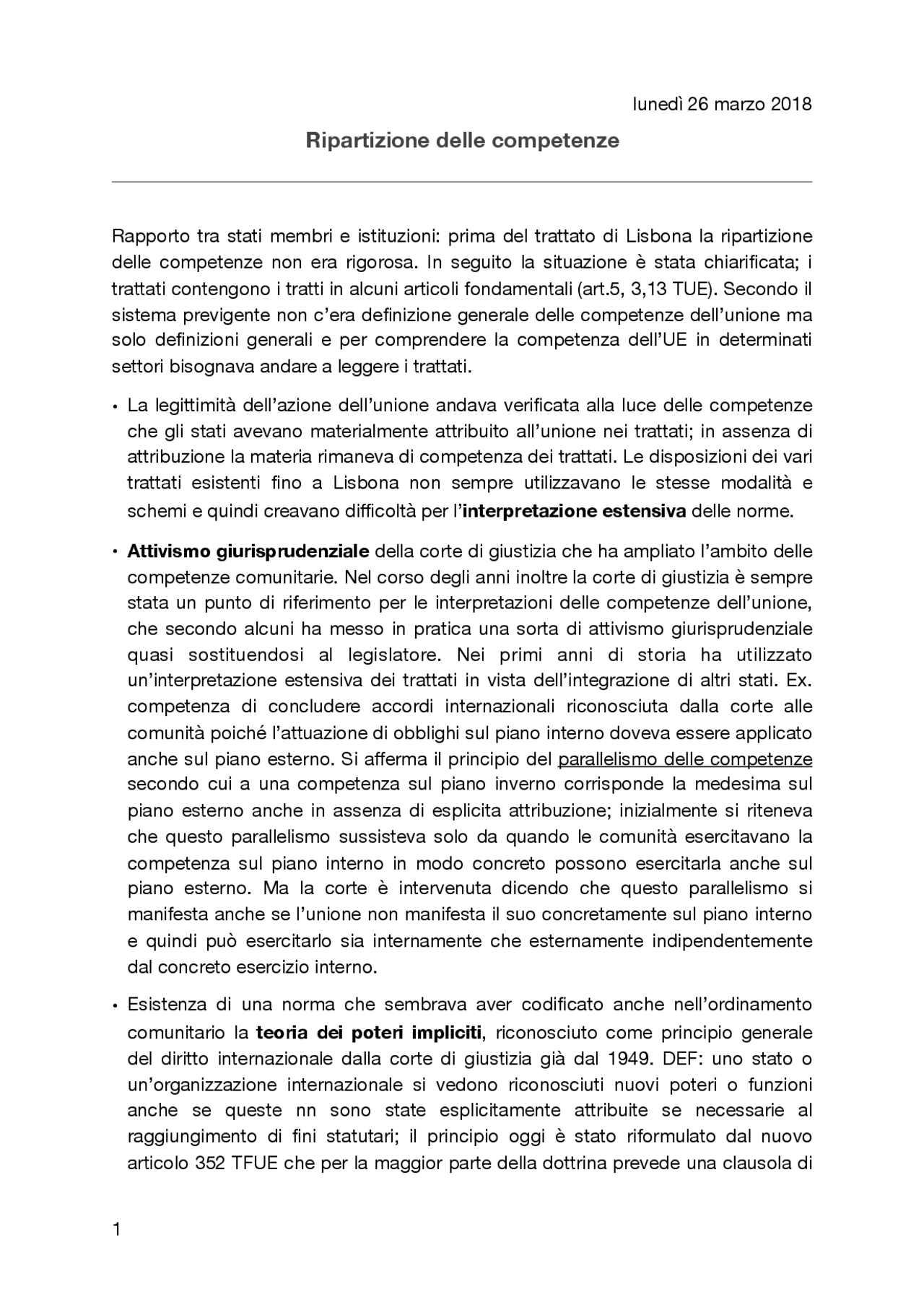 Ripartizione delle competenze diritto ue - Docsity