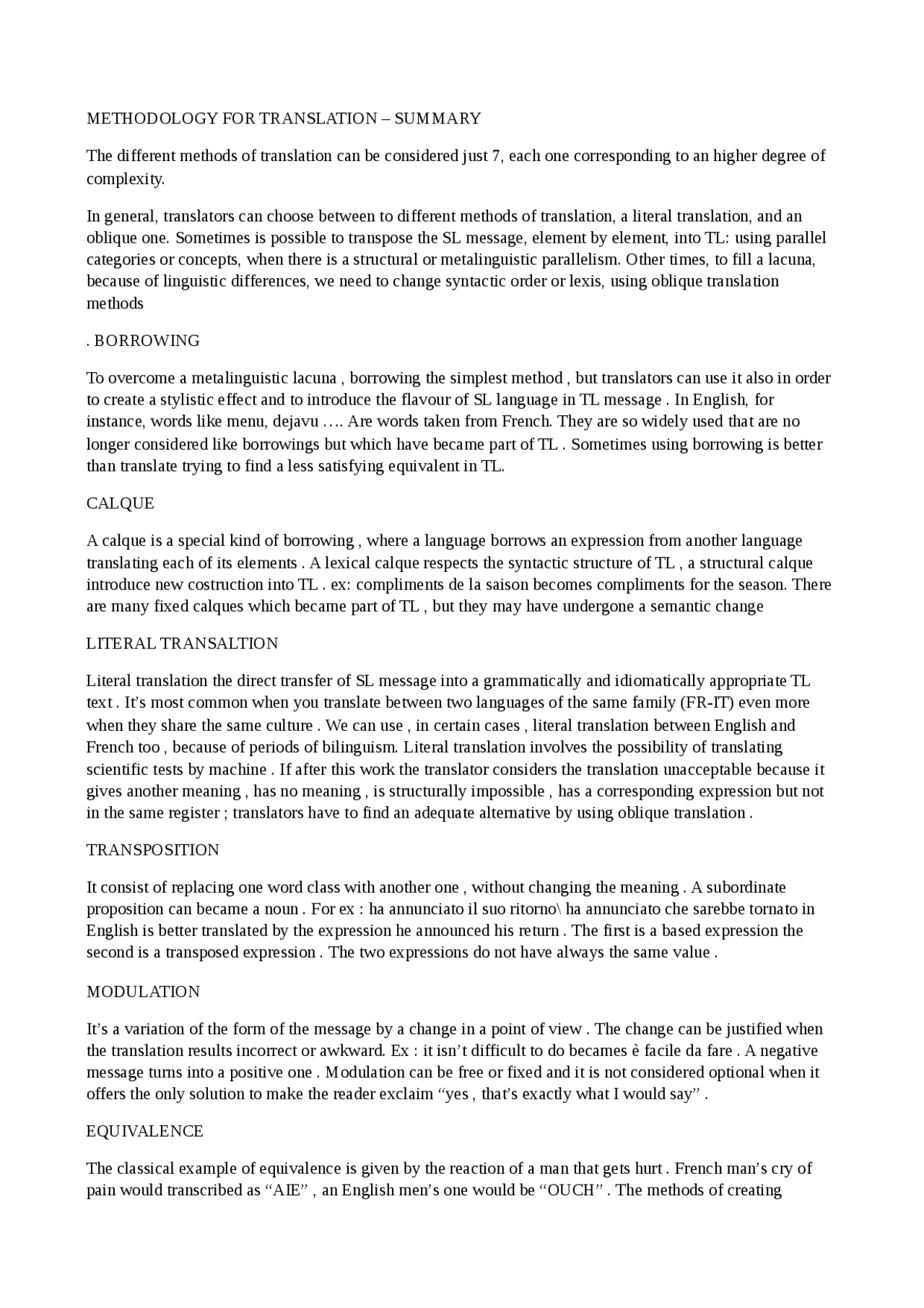 Methodology For Translation Docsity