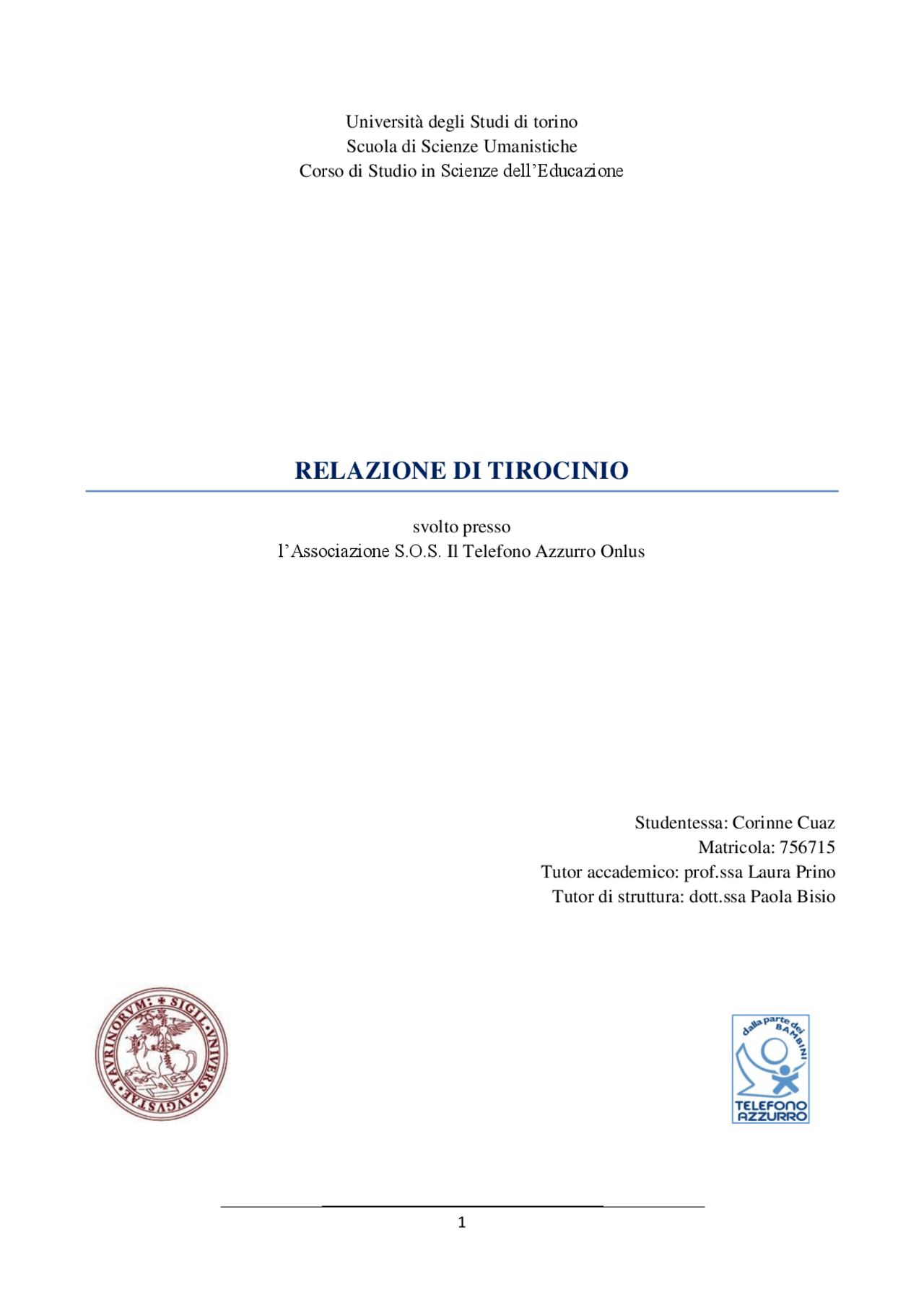 Relazione di tirocinio - Docsity