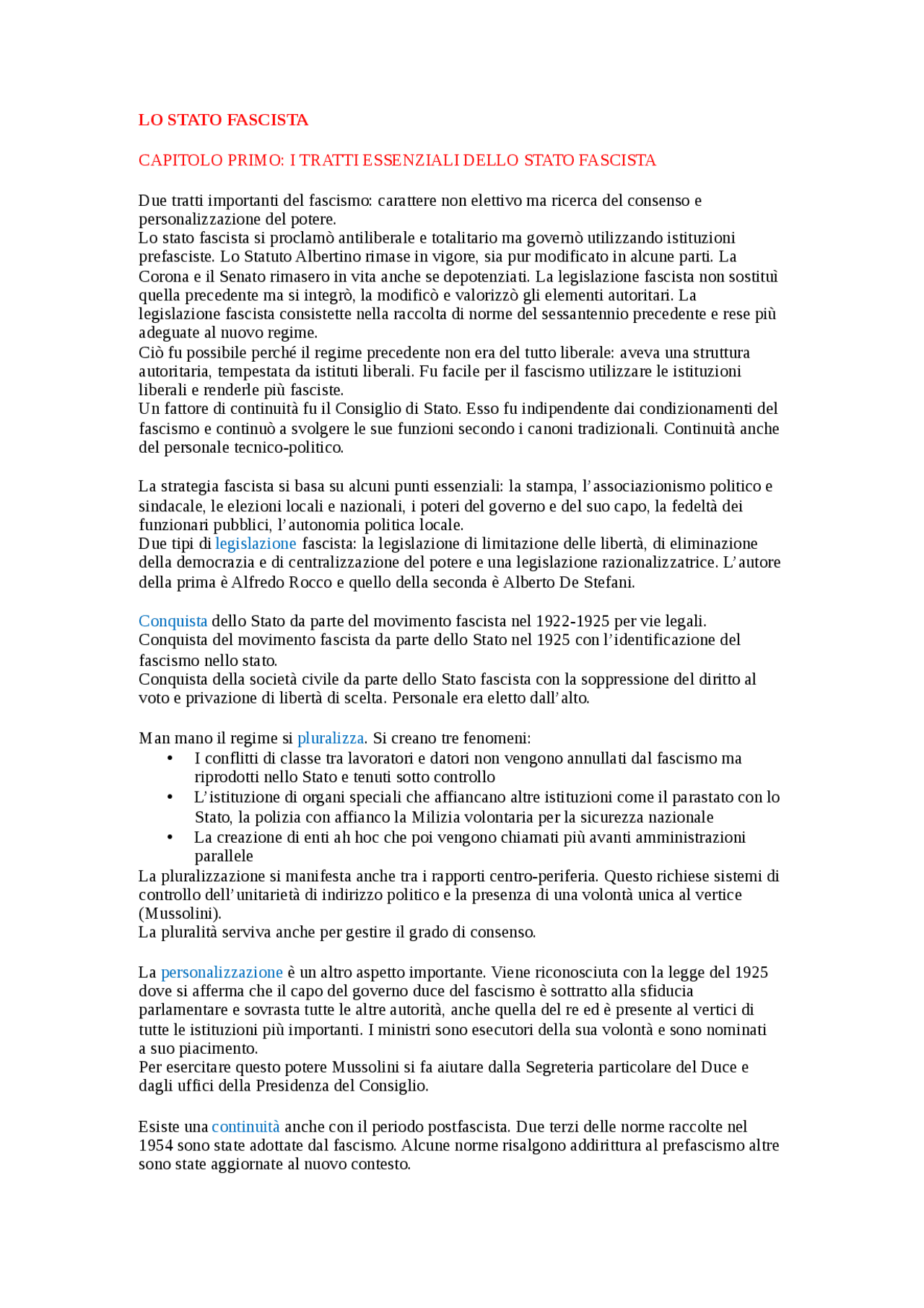 Lo Stato Fascista Cassese Dispense Di Storia Docsity