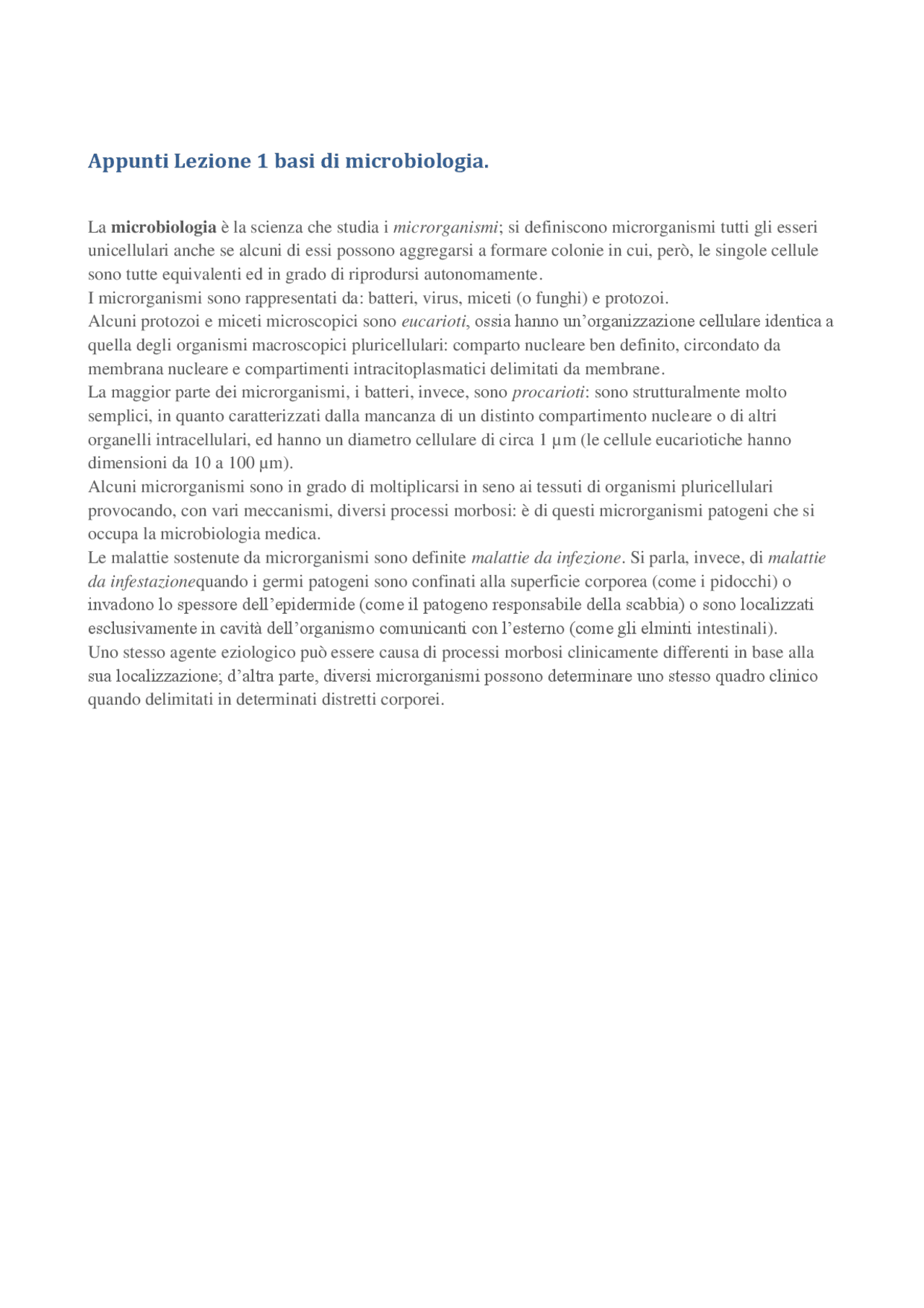 Appunti Microbiologia Docsity