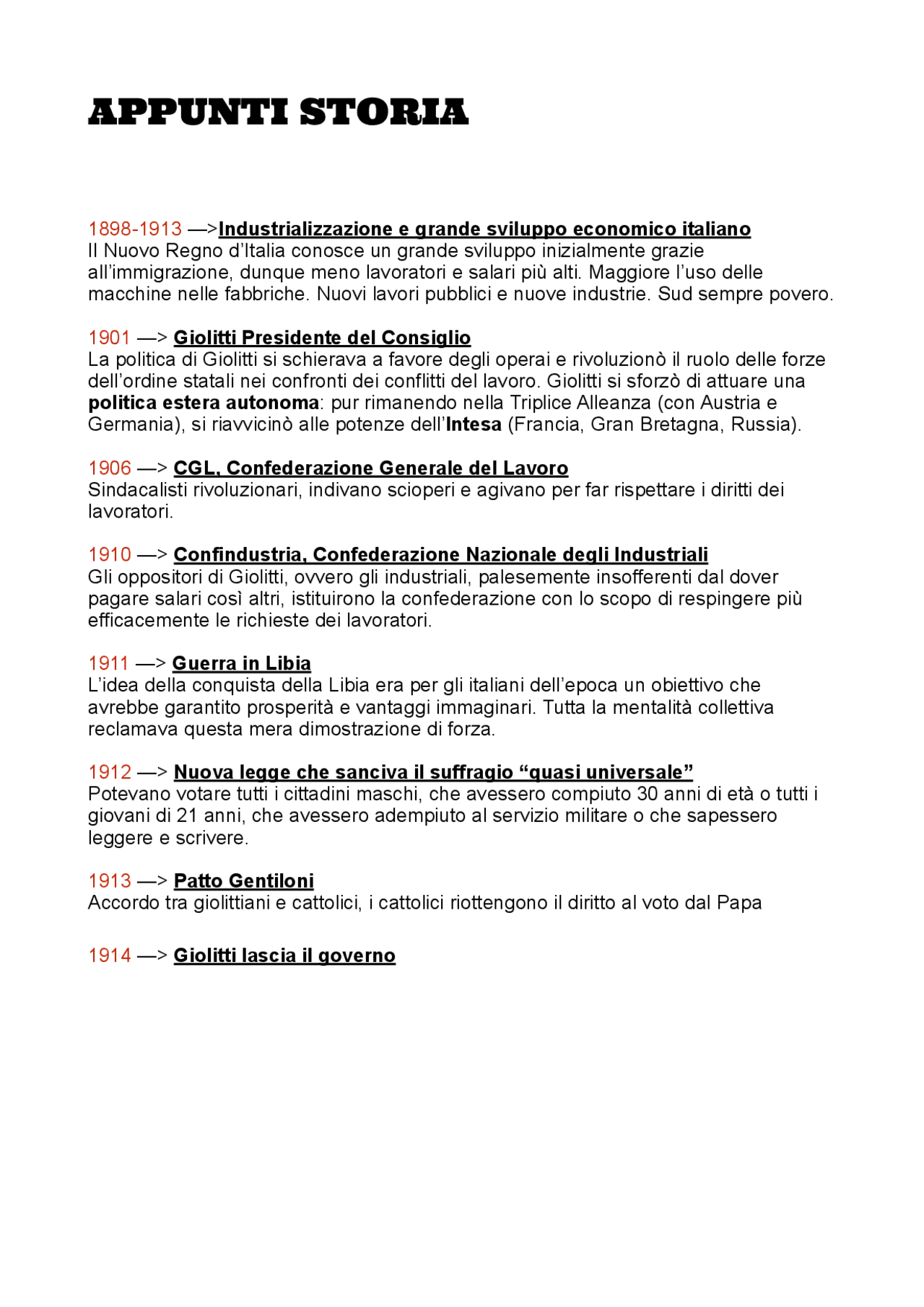 Appunti Programma 5 Anno Storia Docsity