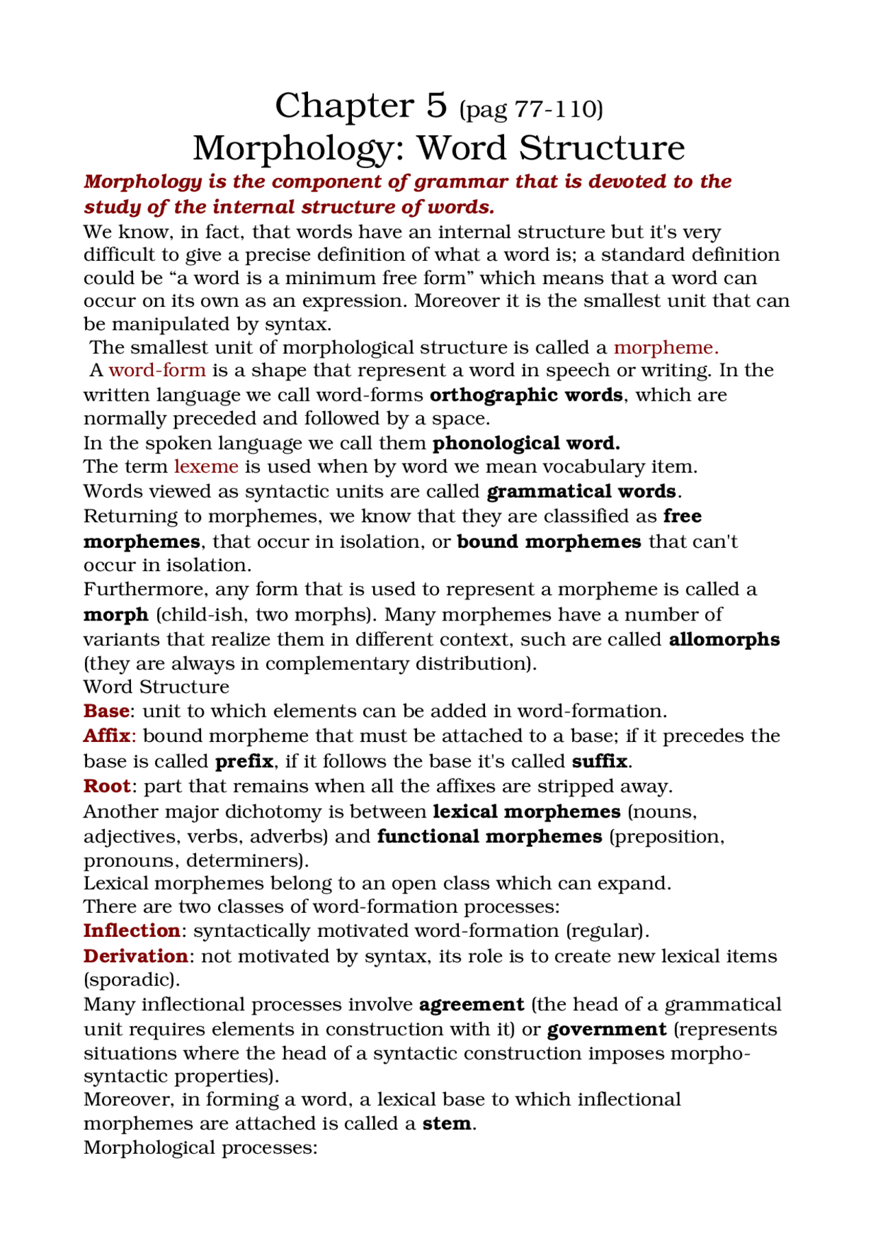 Riassunto Parte 1 Libro English Language Description Variation And