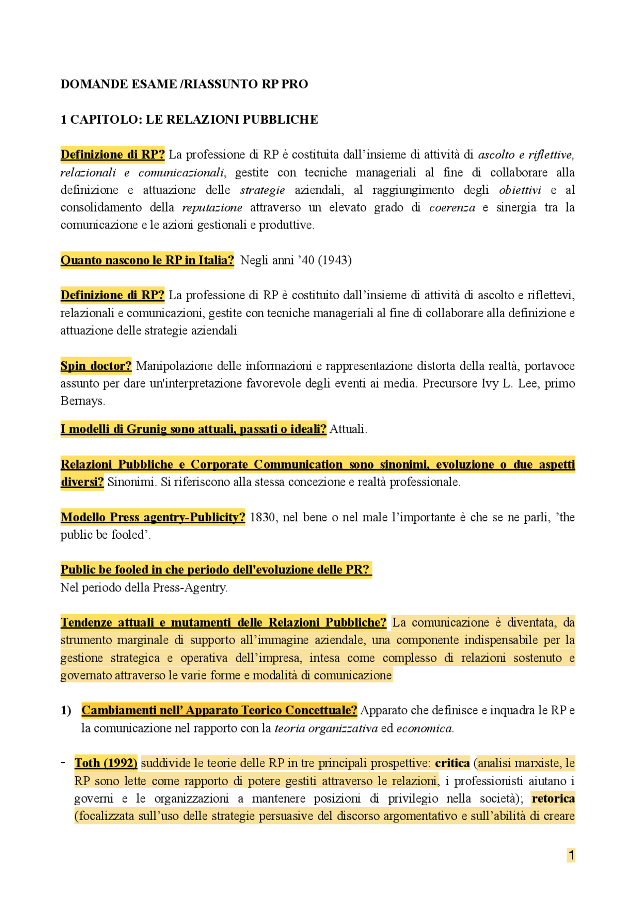 Domande Esame Laboratorio Di Relazioni Pubbliche Docsity