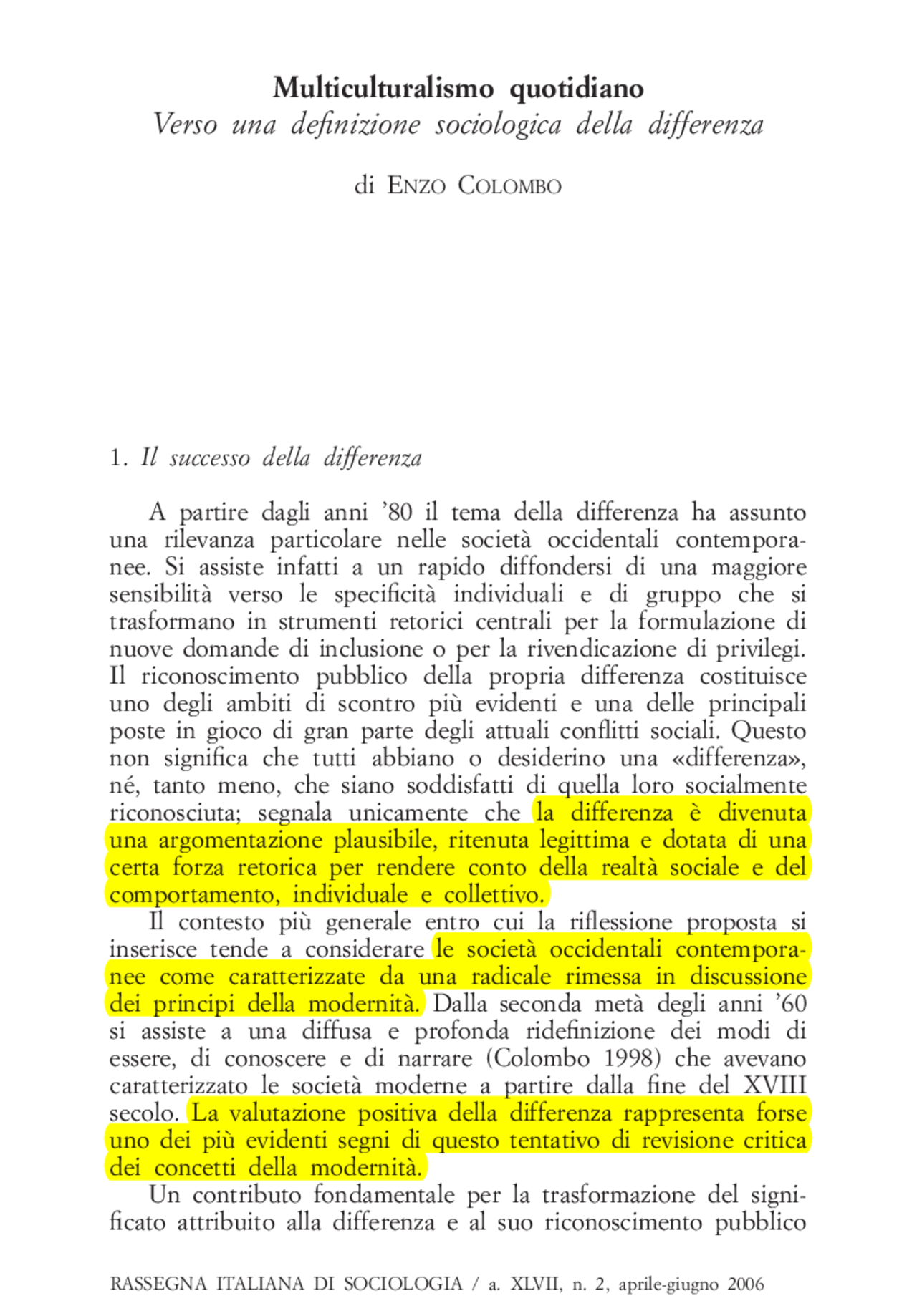 Sociologia Delle Differenze E Delle Disiguaglianze Docsity