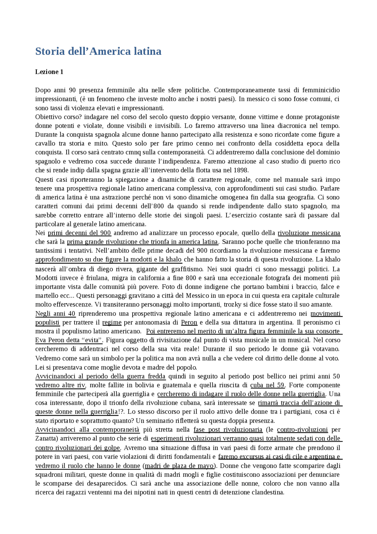 Appunti Storia America Latina Docsity