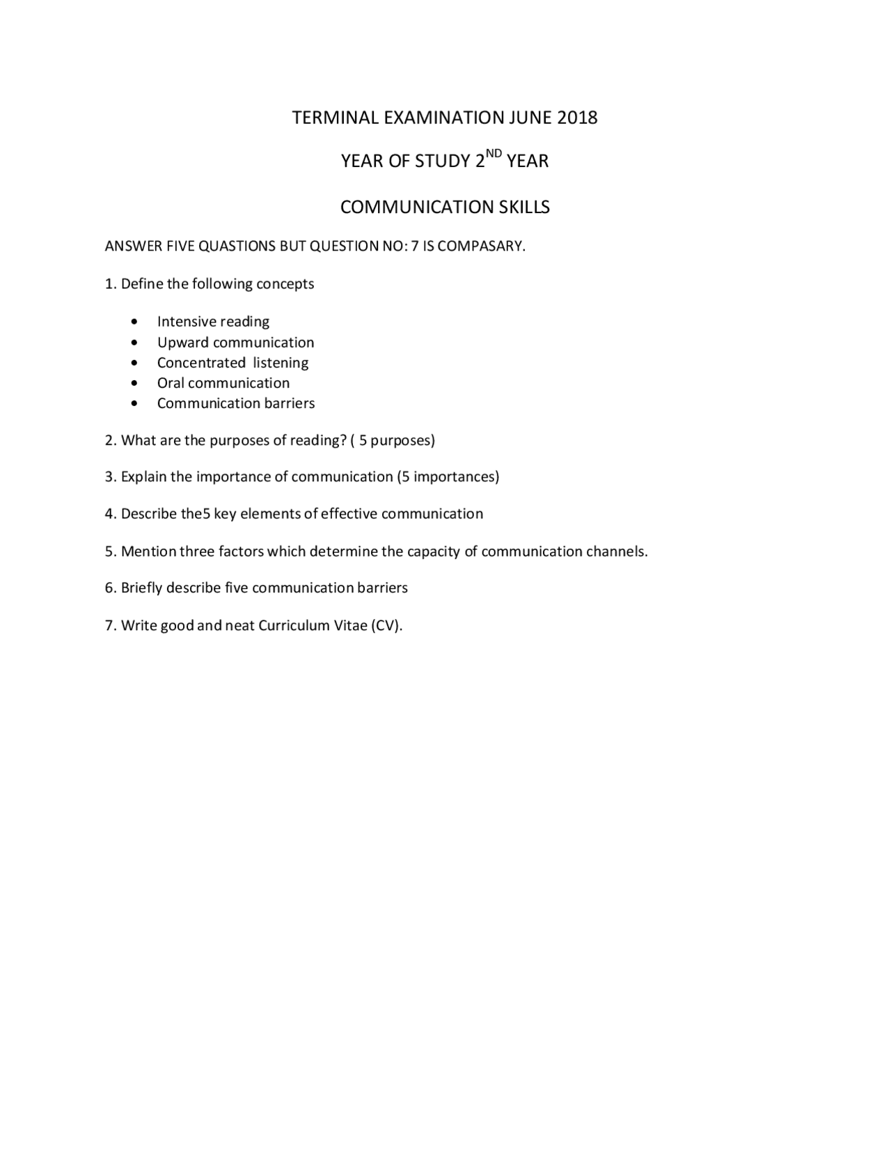 Communications test-exams-test2 | Exams Business English | Docsity