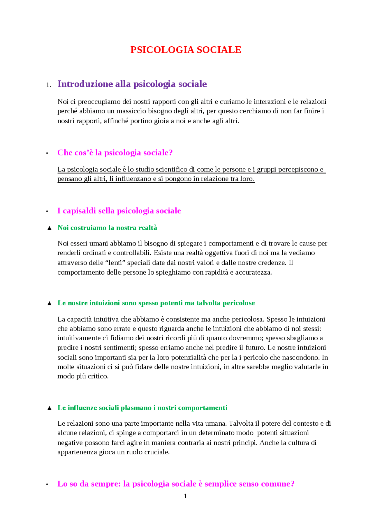 Psicologia Sociale Riassunto Docsity