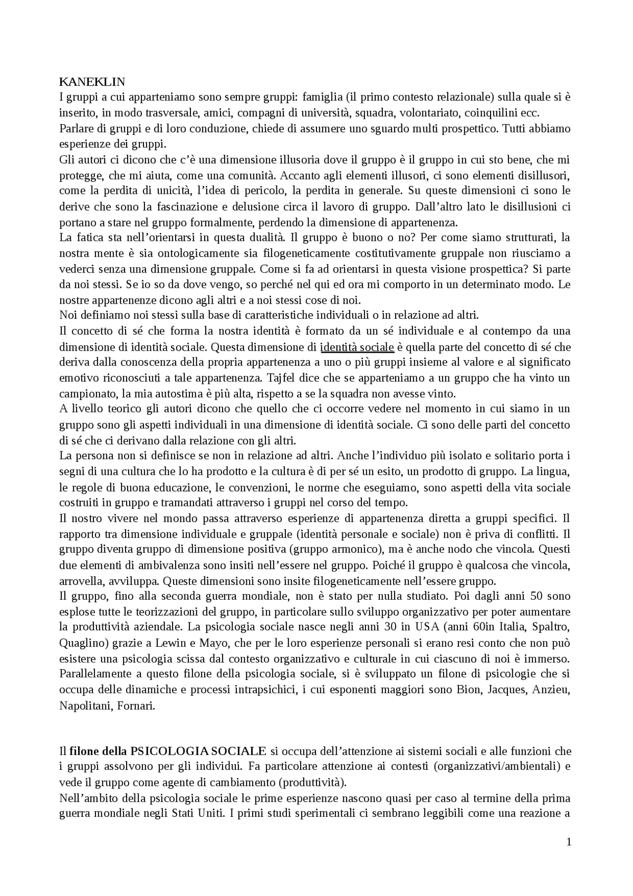 Il Gruppo In Teoria E In Pratica Docsity