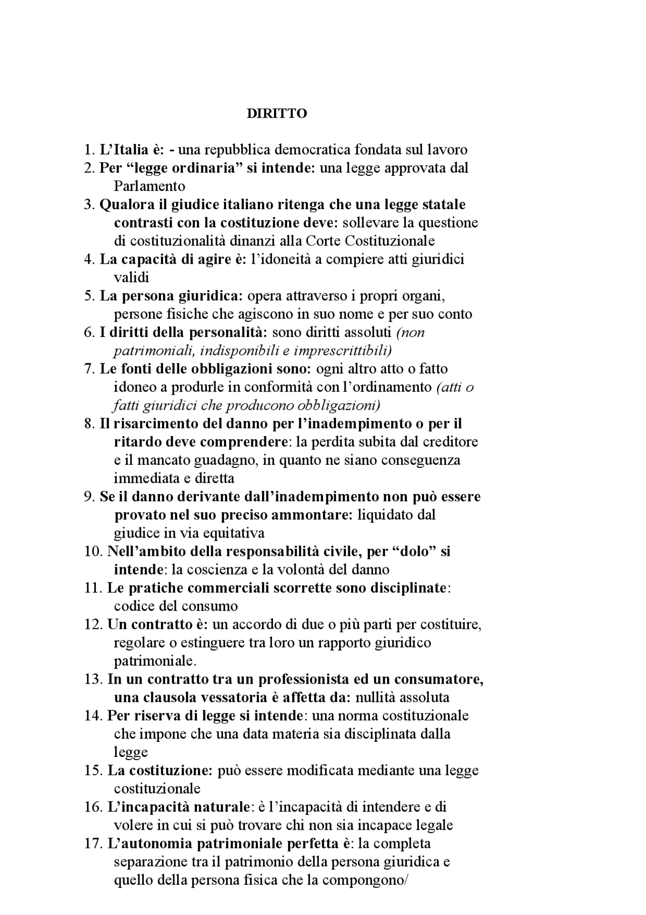Domande Chiuse Esame Istituzioni Di Diritto Pubblico E Privato Docsity