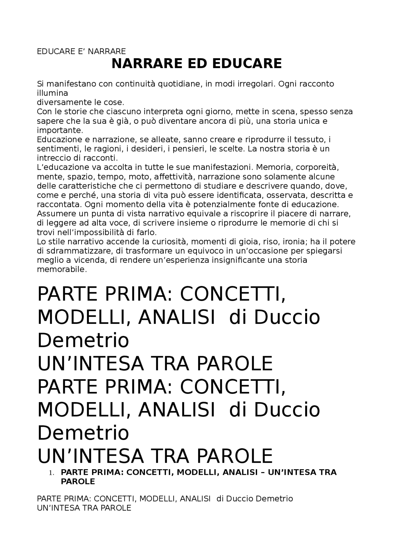 Riassunto Educare E Narrare Dispense Di Scienze Delleducazione Docsity