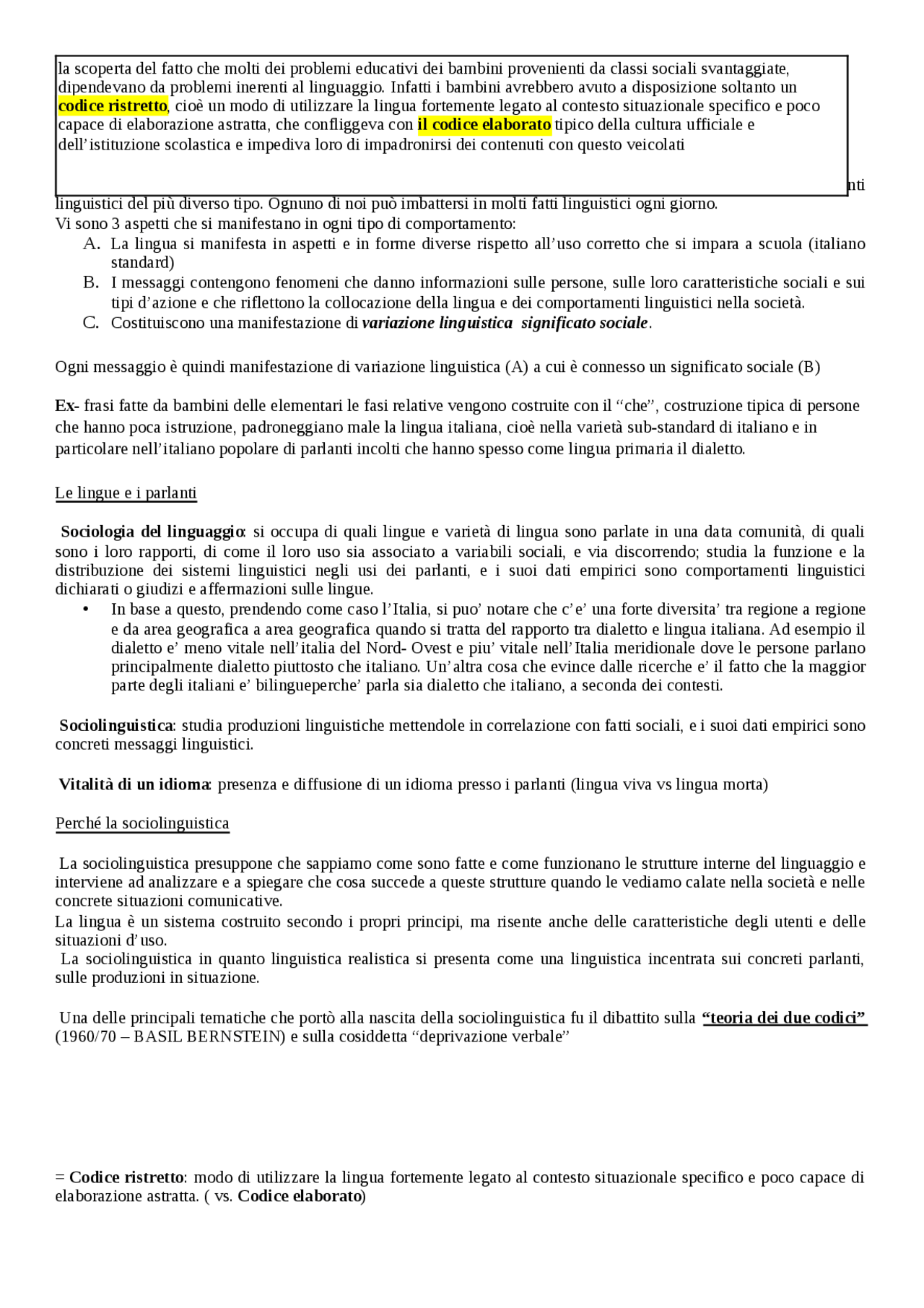 Riassunto Prima Lezione Di Sociolinguistica Gaetano Berruto Docsity