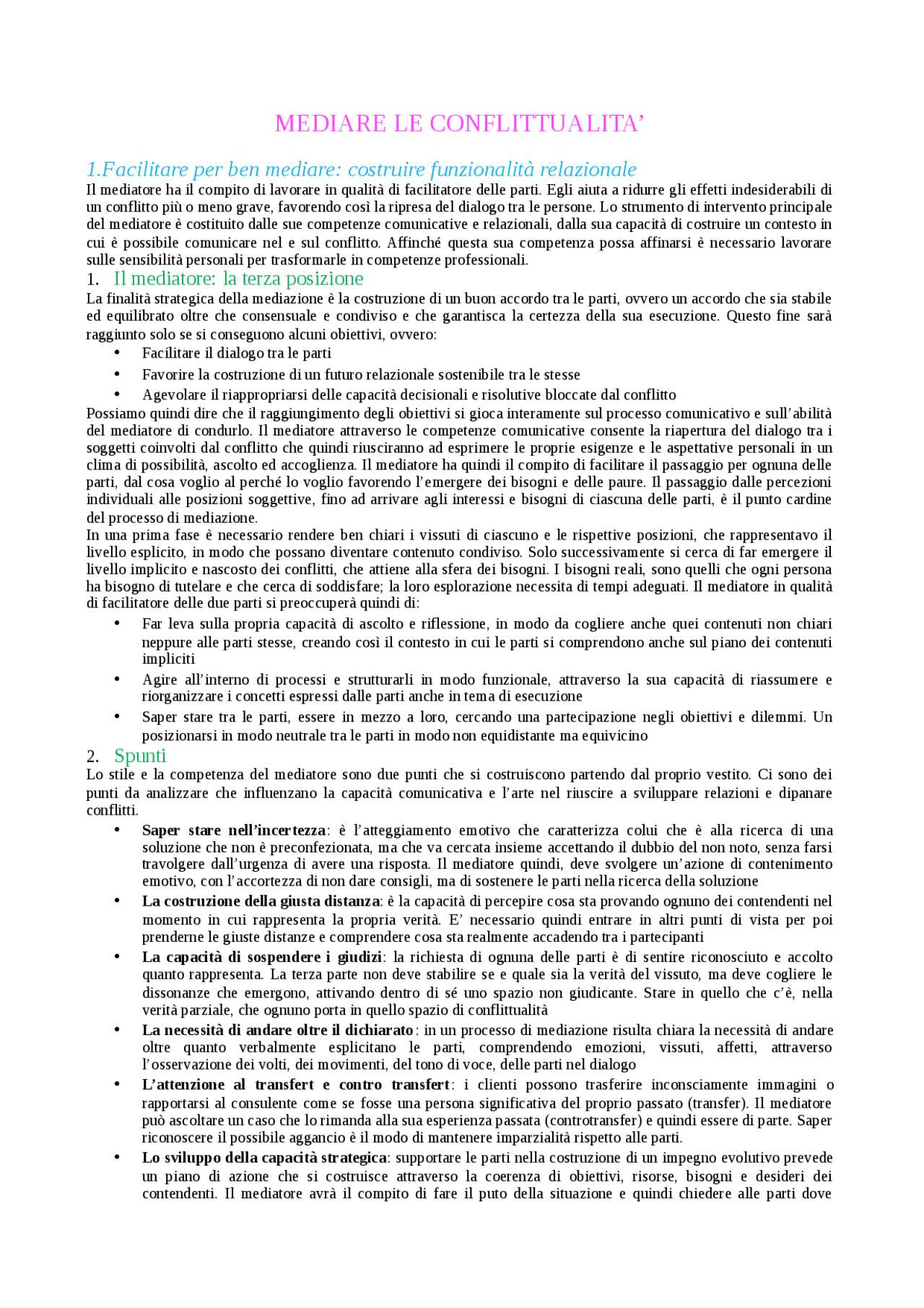 Mediare Le Conflittualità Docsity