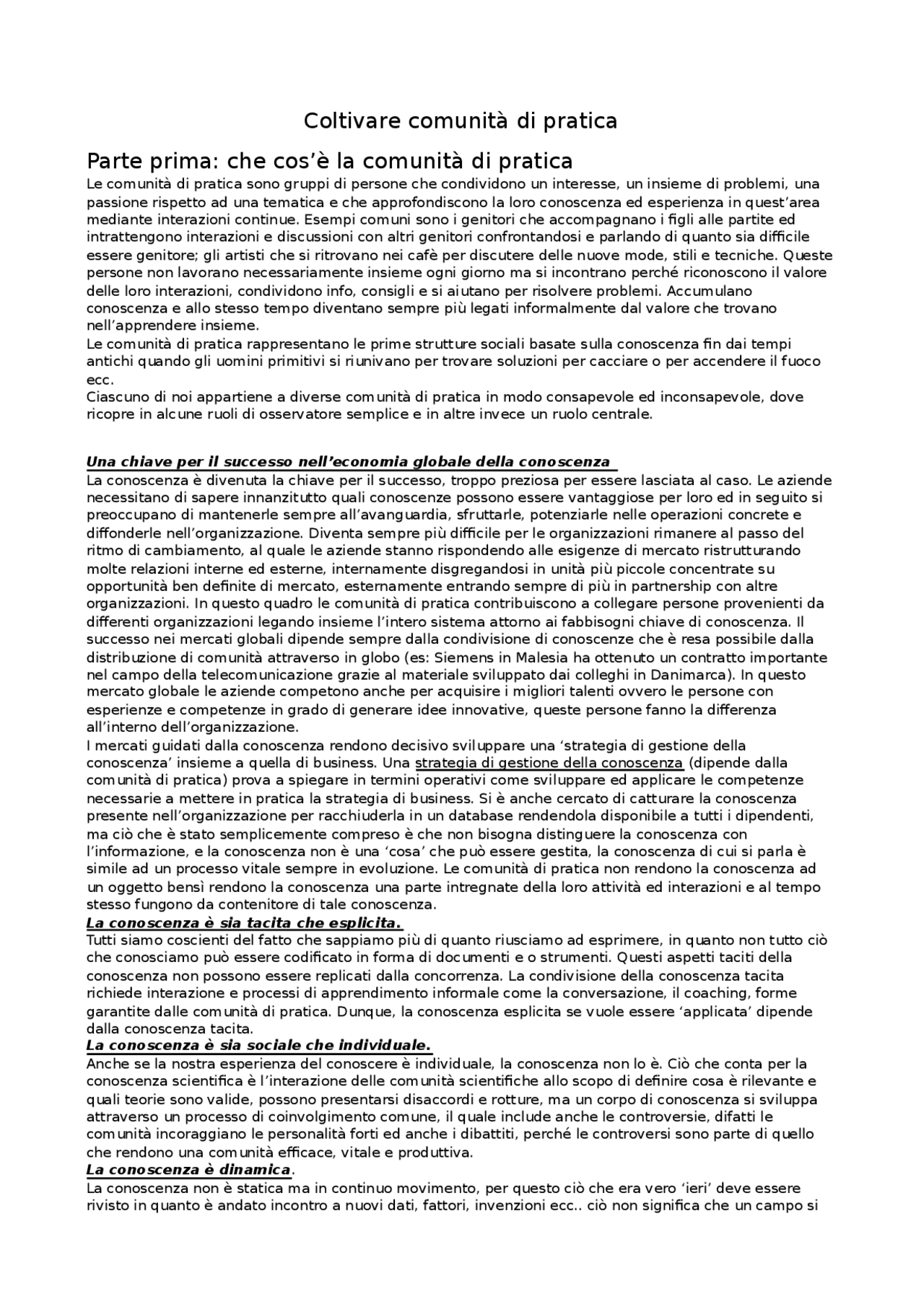 Coltivare Comunità Di Pratica Docsity