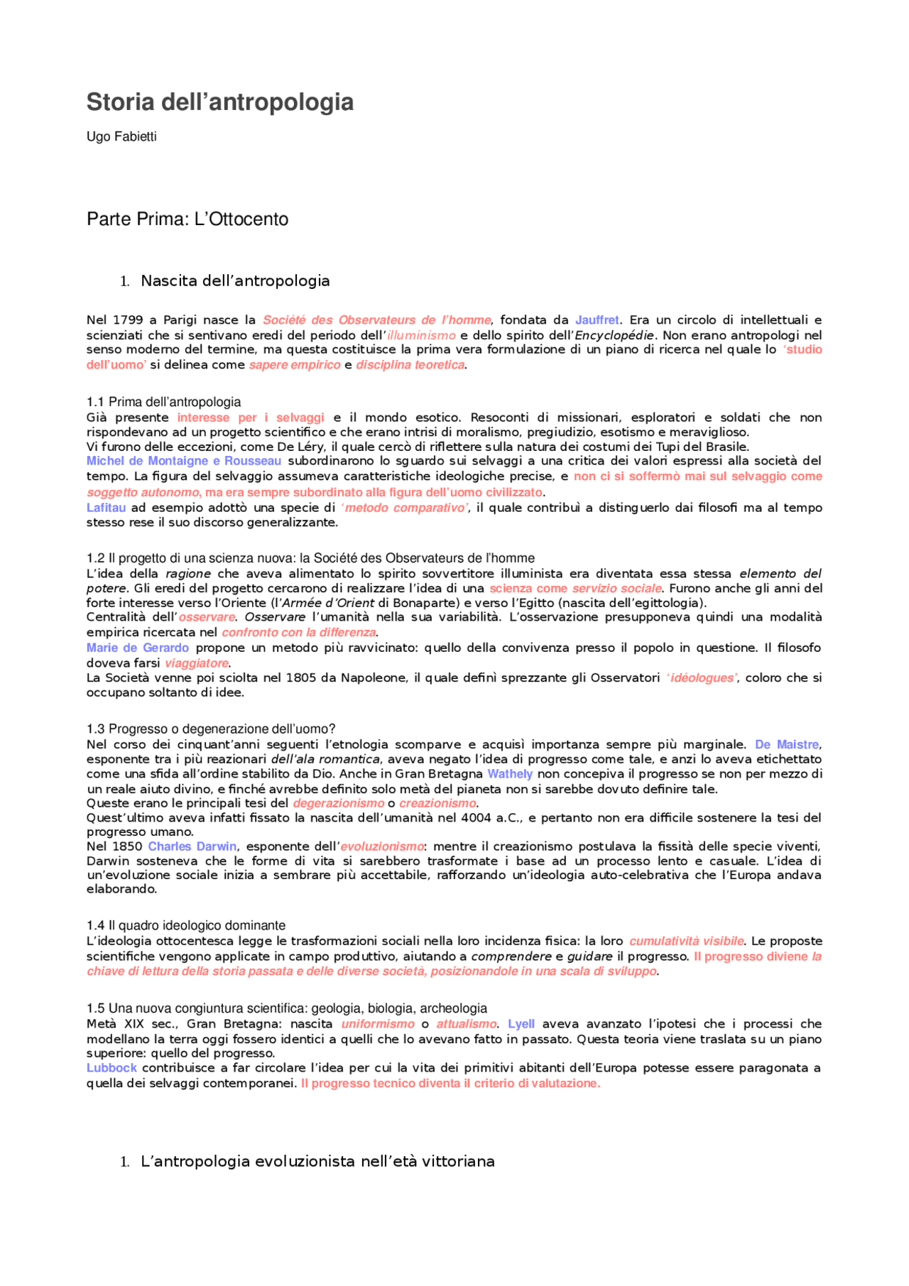 Storia Dellantropologia Ugo Fabietti Docsity