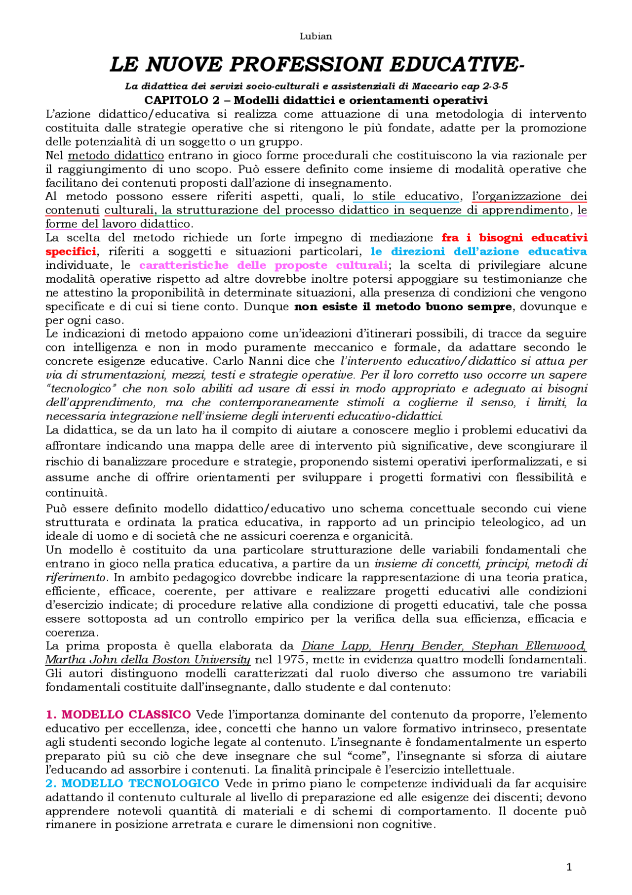 Le Nuove Professioni Educative Docsity