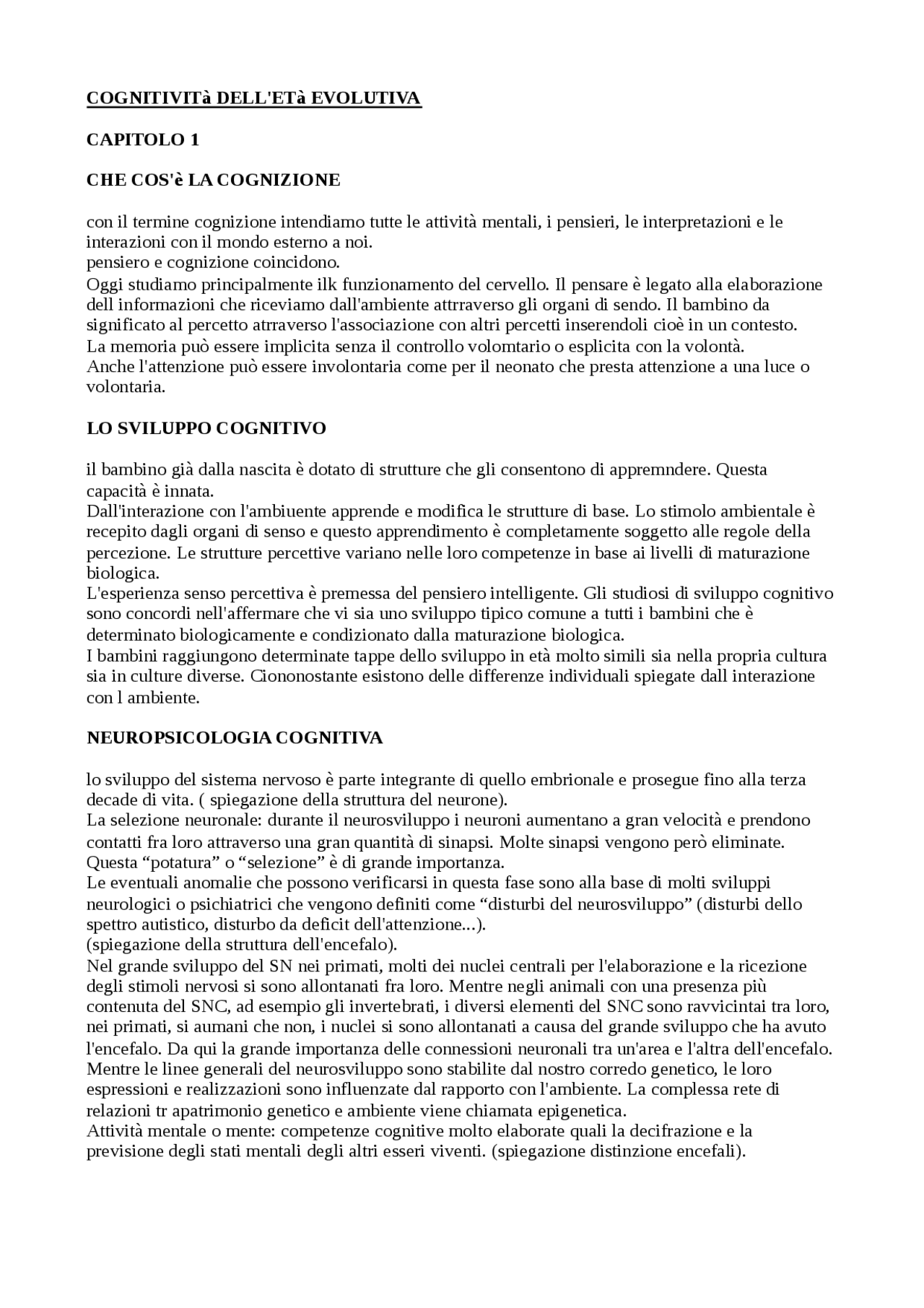 Cognitività Età Evolutiva Docsity