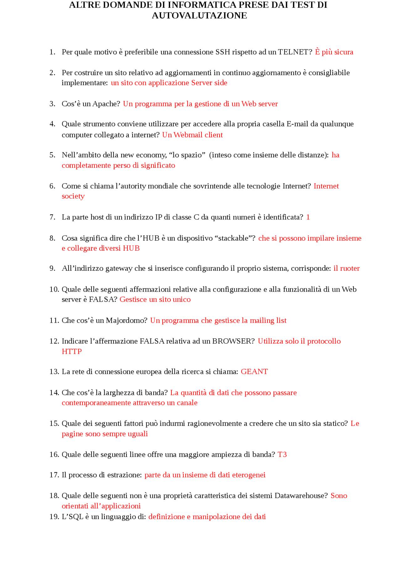 Domande Informatica Docsity