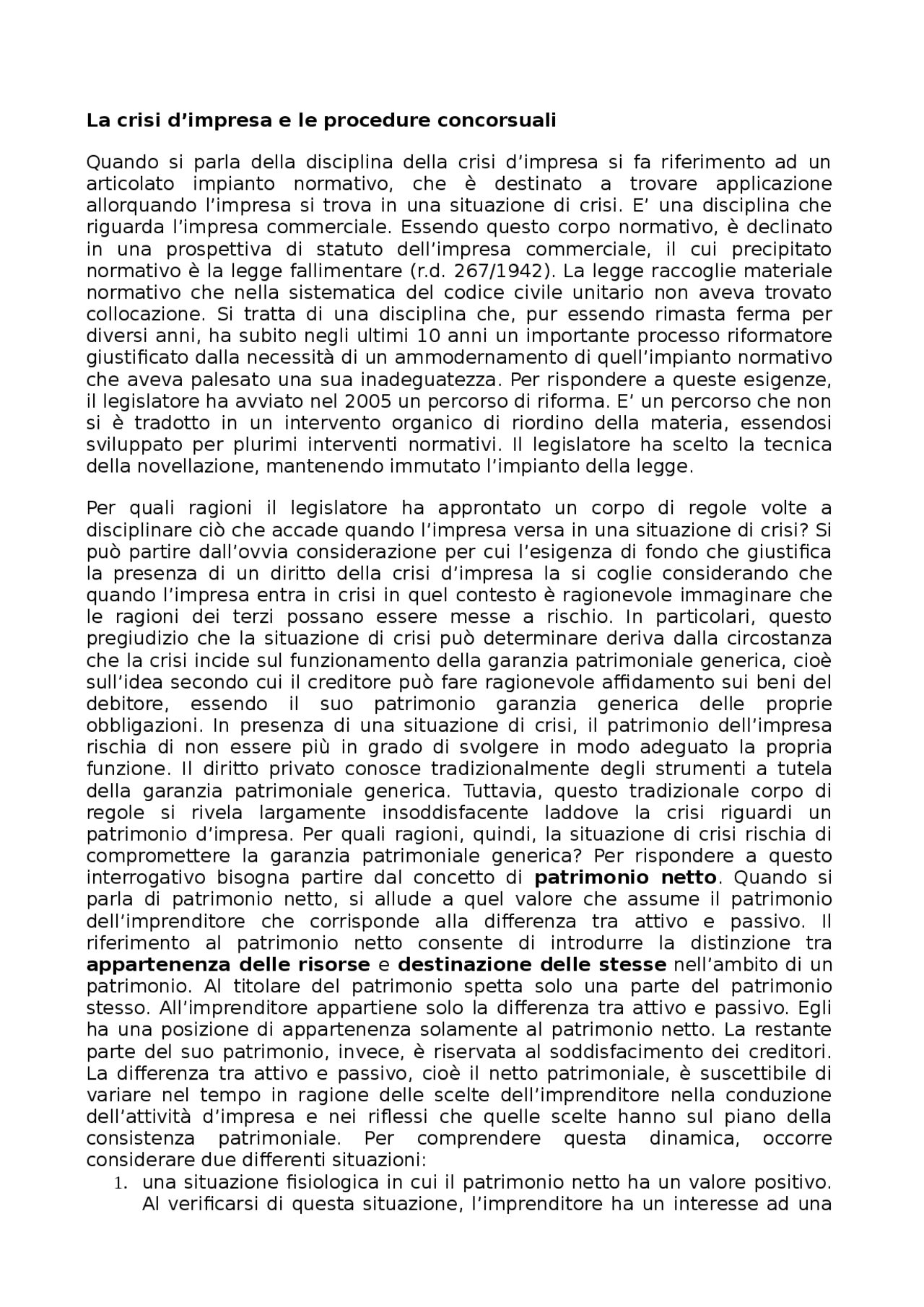 Fallimento E Procedure Concorsuali Riassunto Campobasso Docsity