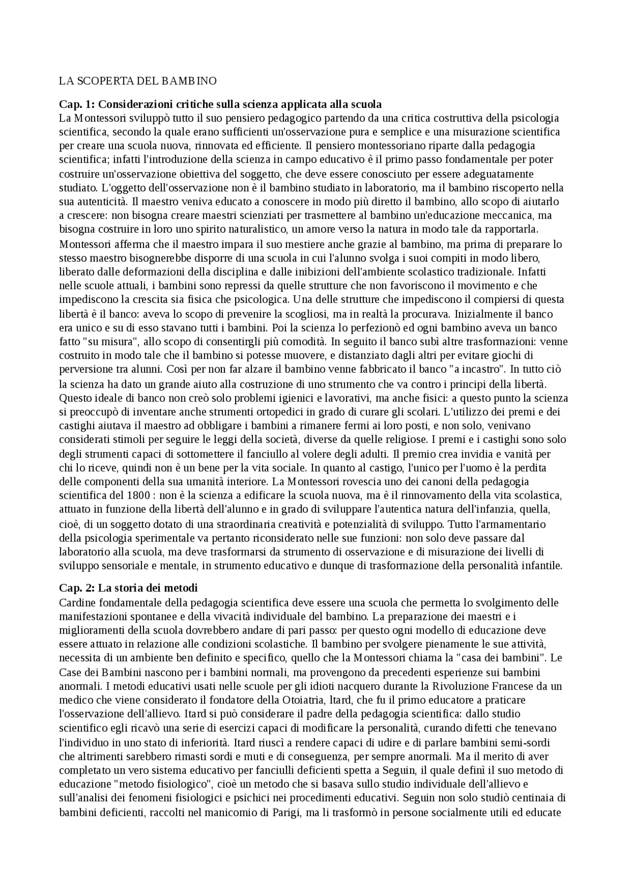 La Scoperta Del Bambino Docsity