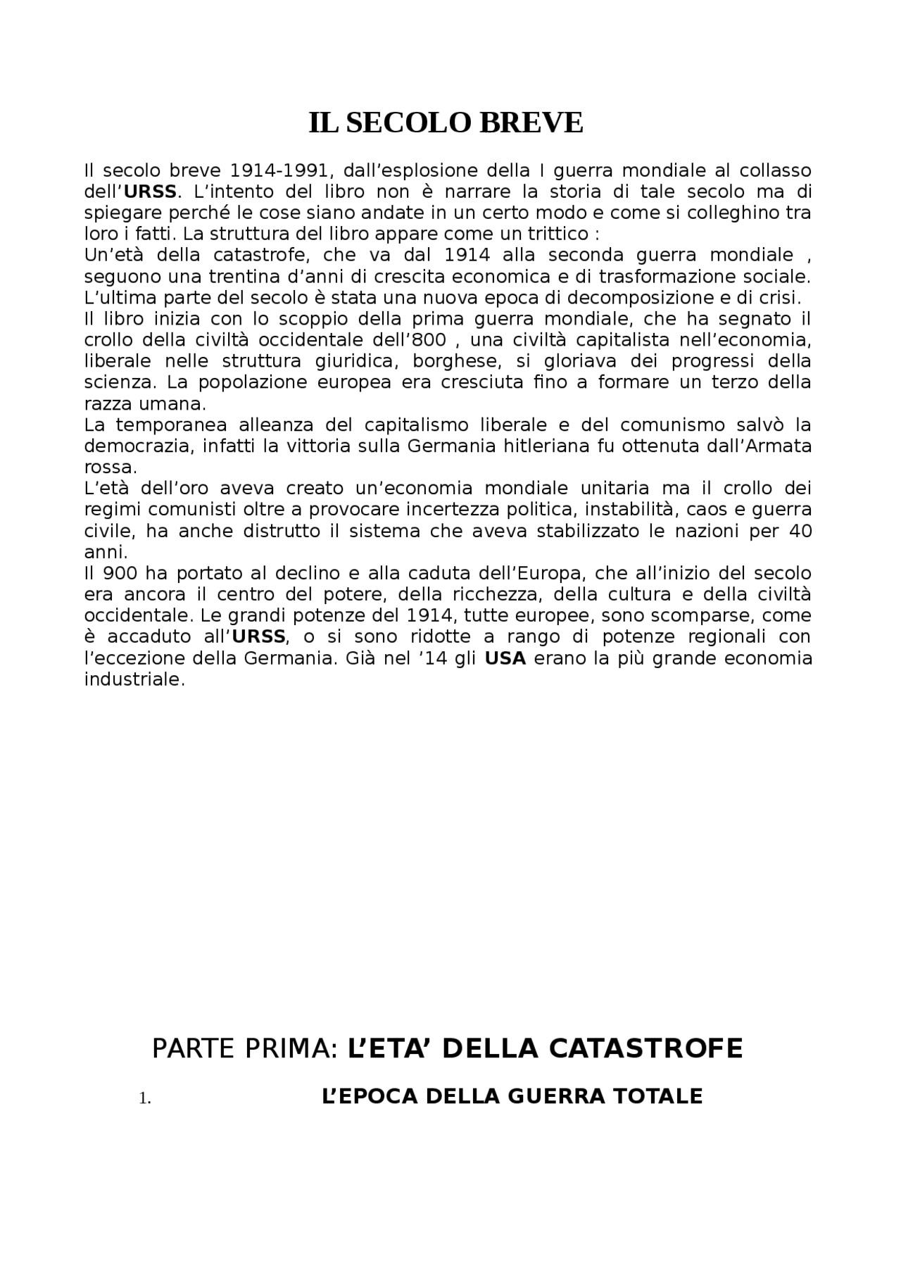 Eric J. Hobsbawm, Il secolo breve, Rizzoli; P. Ginsborg, la storia d ...